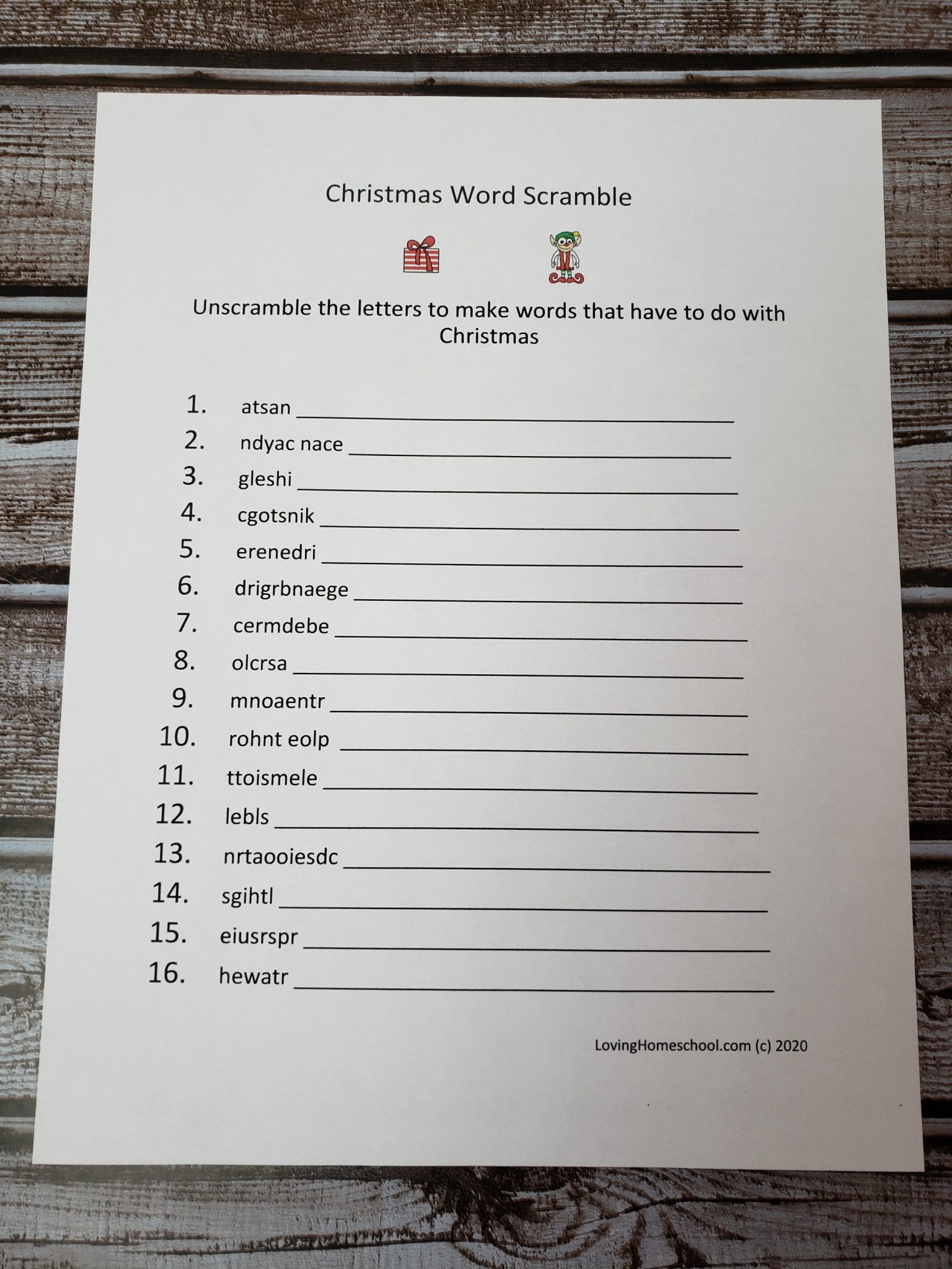 Christmas Word Scramble - LovingHomeschool.com