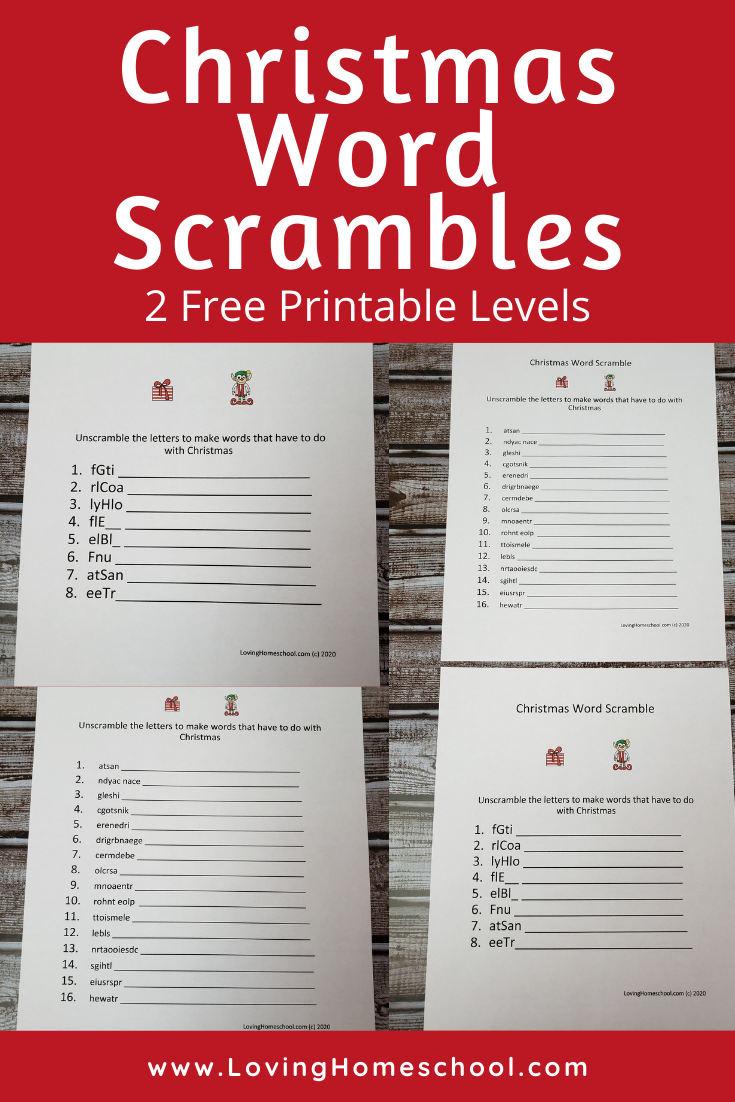 Christmas Word Scramble - LovingHomeschool.com
