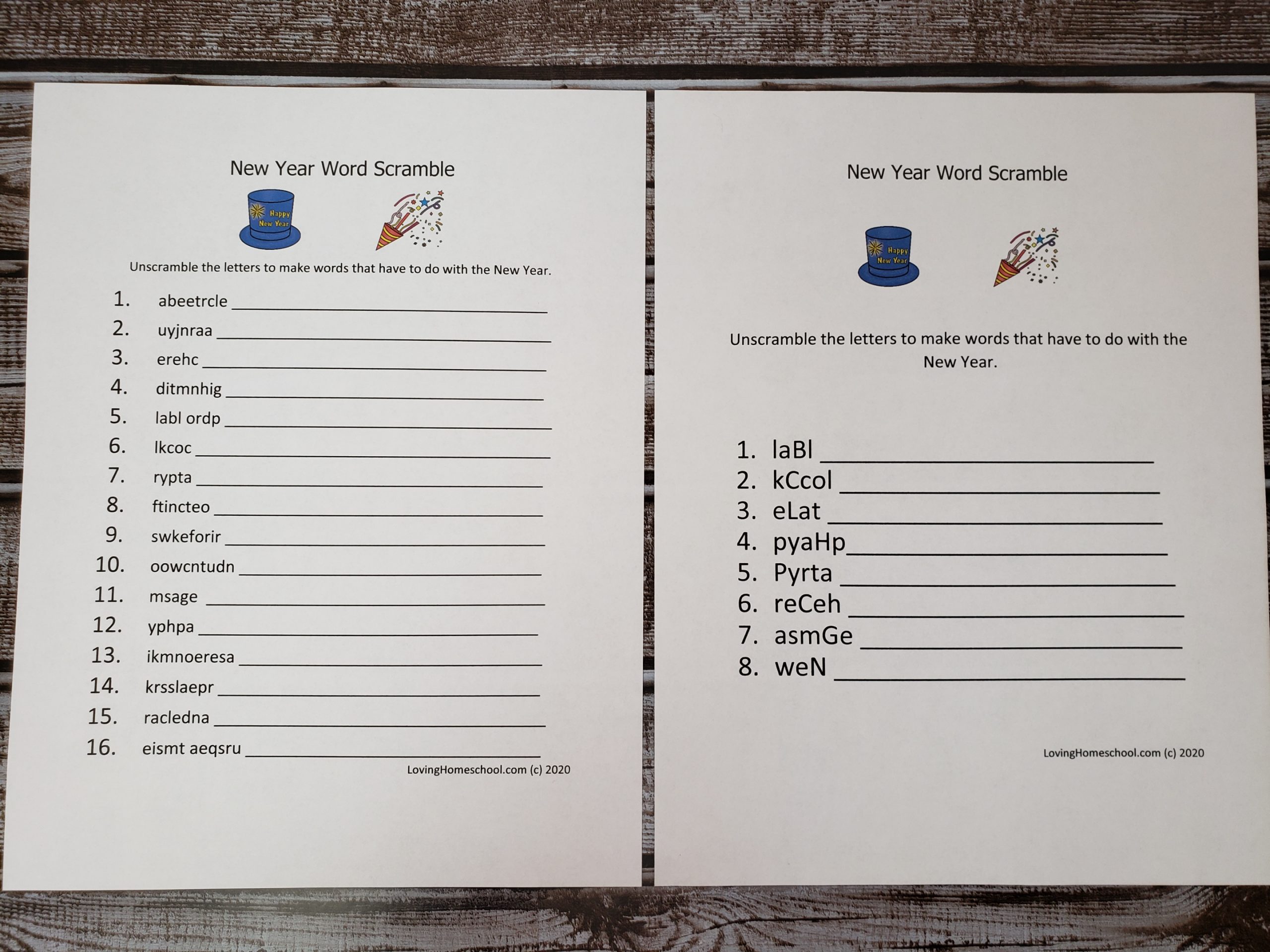 New Year Word Scramble - LovingHomeschool.com