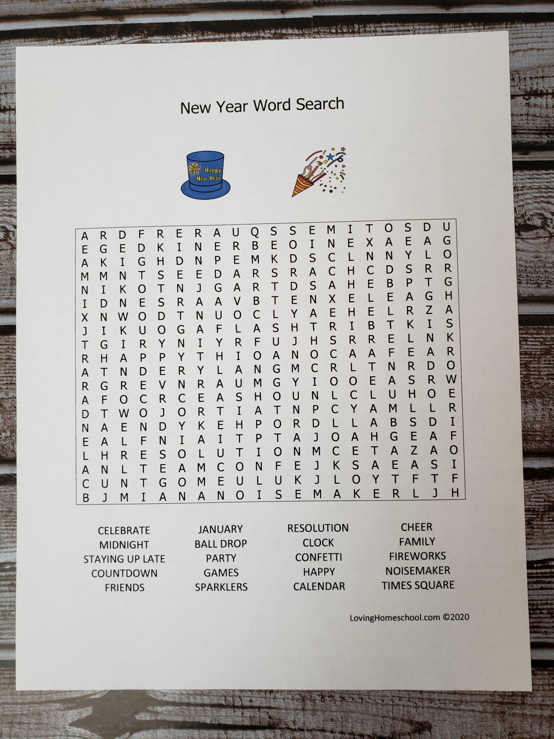 New Year Word Search - LovingHomeschool.com
