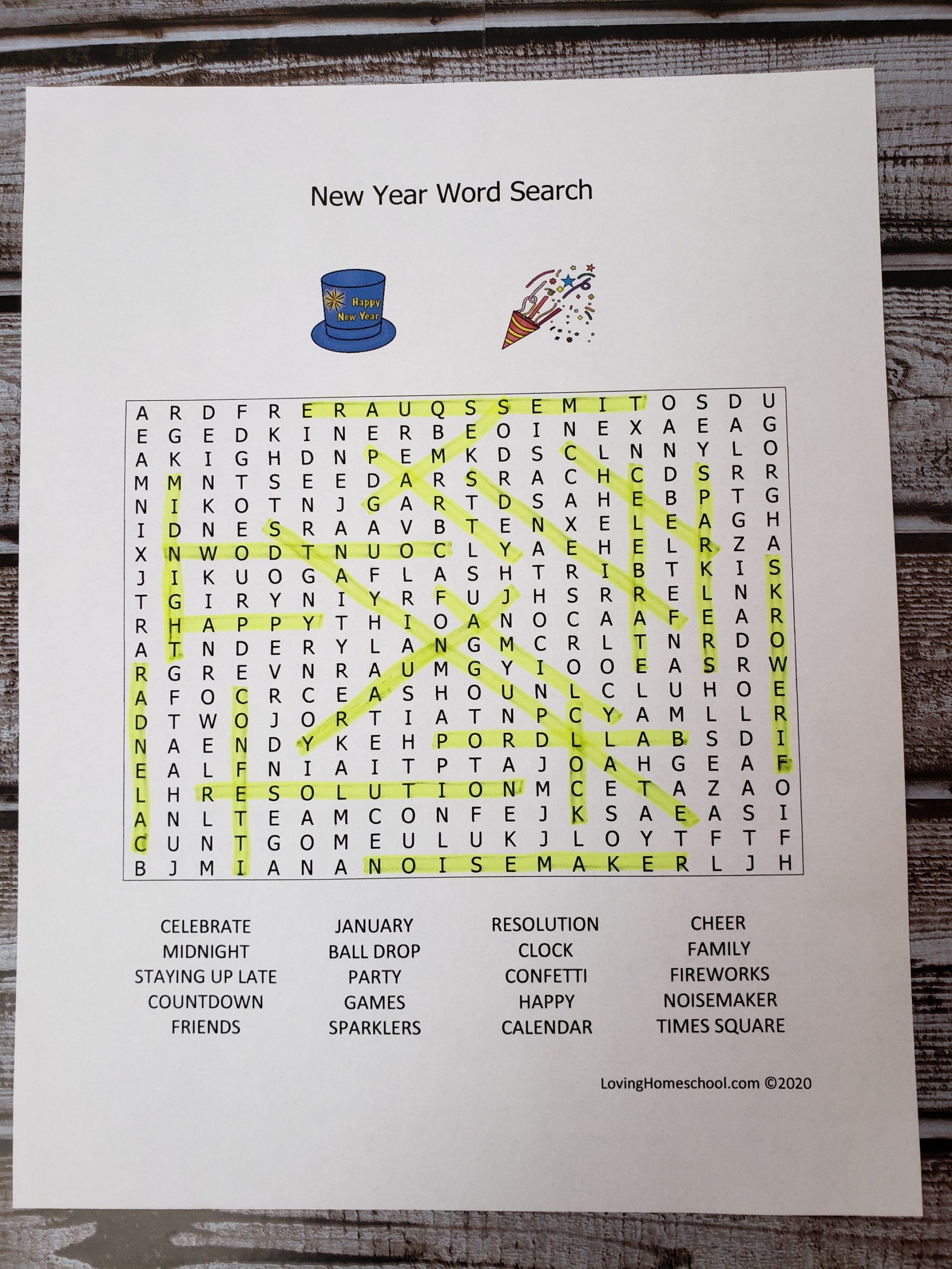 New Year Word Search - LovingHomeschool.com
