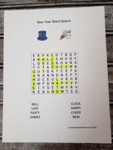 New Year Word Search - LovingHomeschool.com