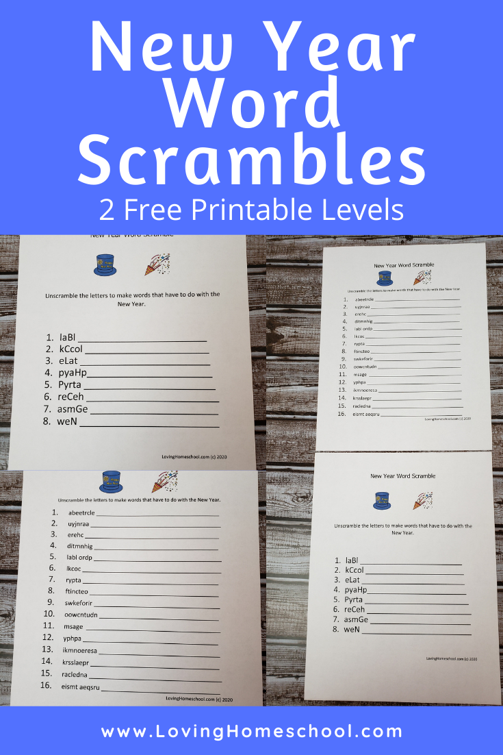 New Year Word Scramble - LovingHomeschool.com