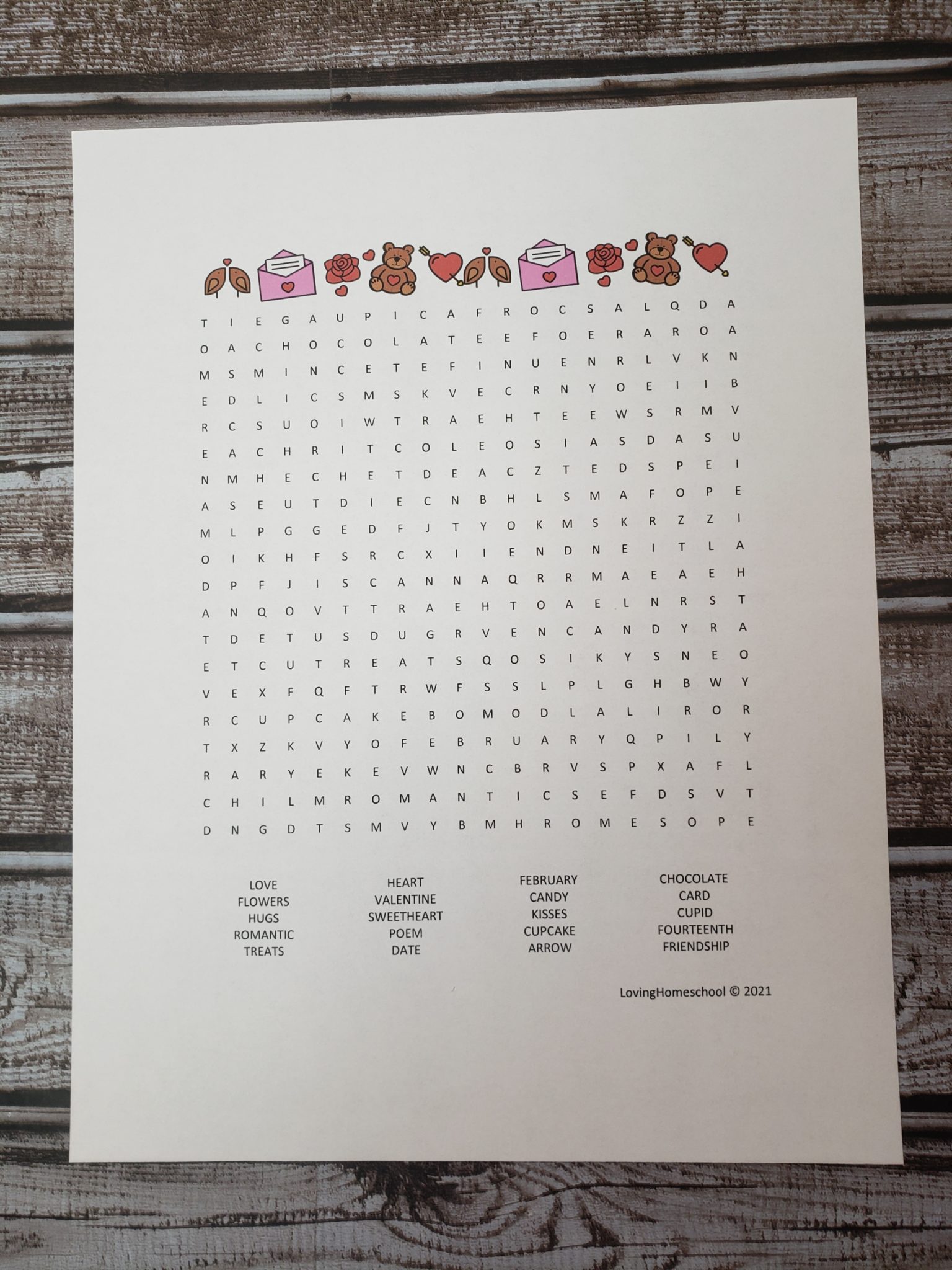 Valentine’s Day Word Search - LovingHomeschool.com