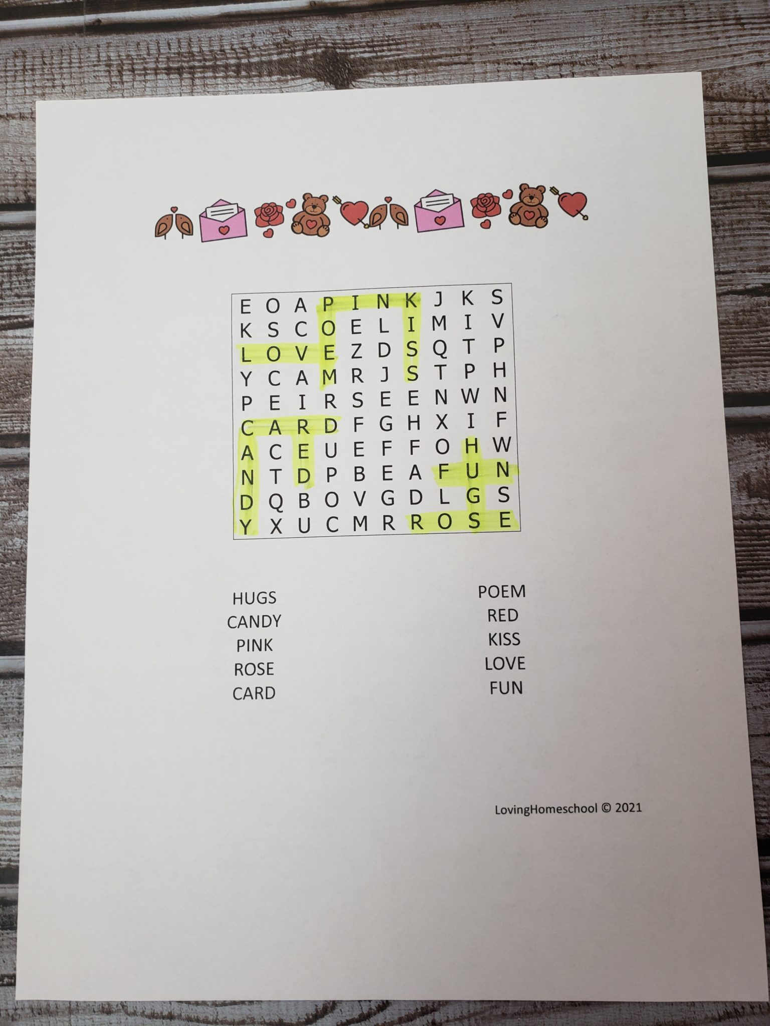 Valentine’s Day Word Search - LovingHomeschool.com