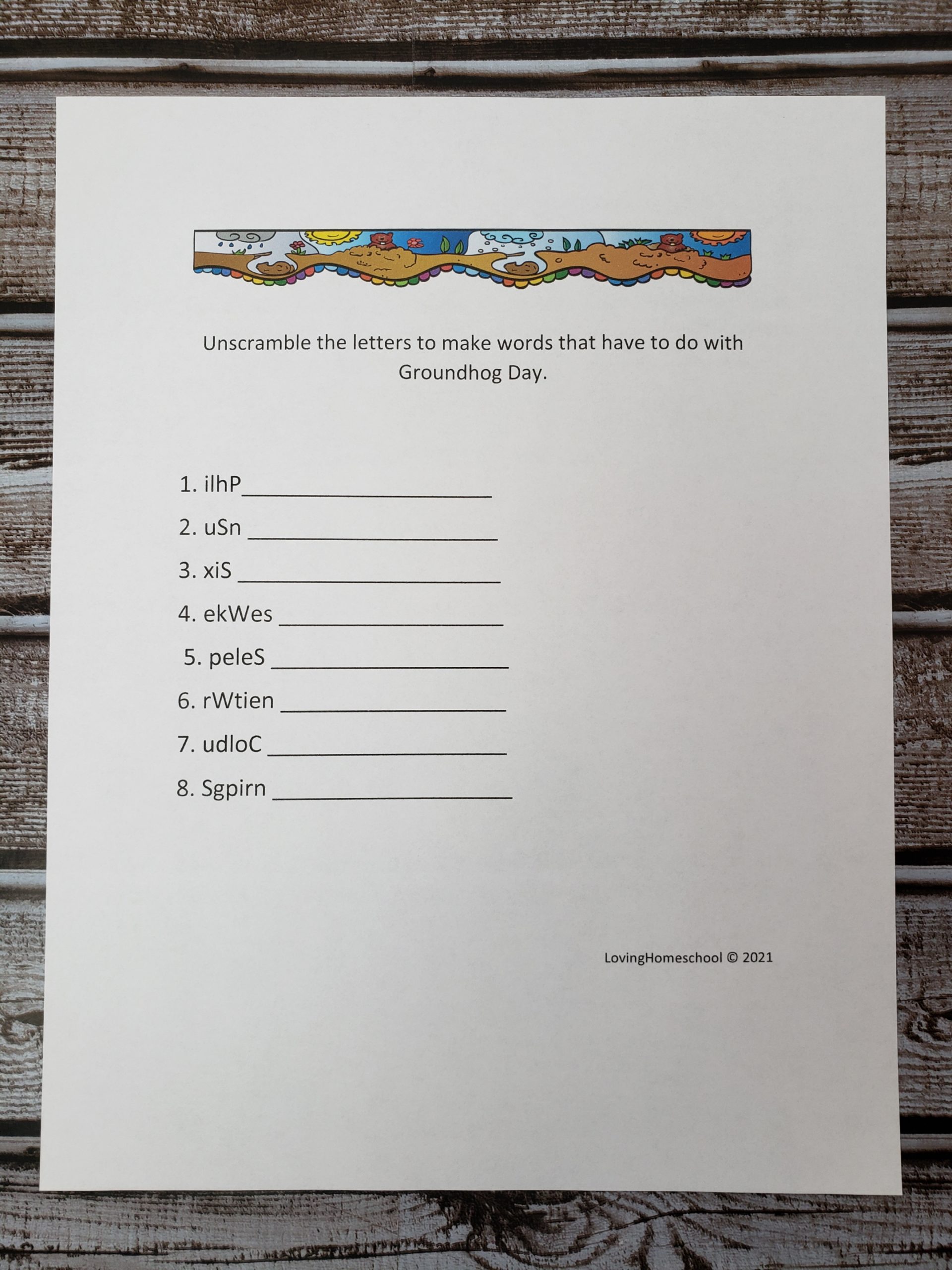 Groundhog Day Word Scramble - LovingHomeschool.com