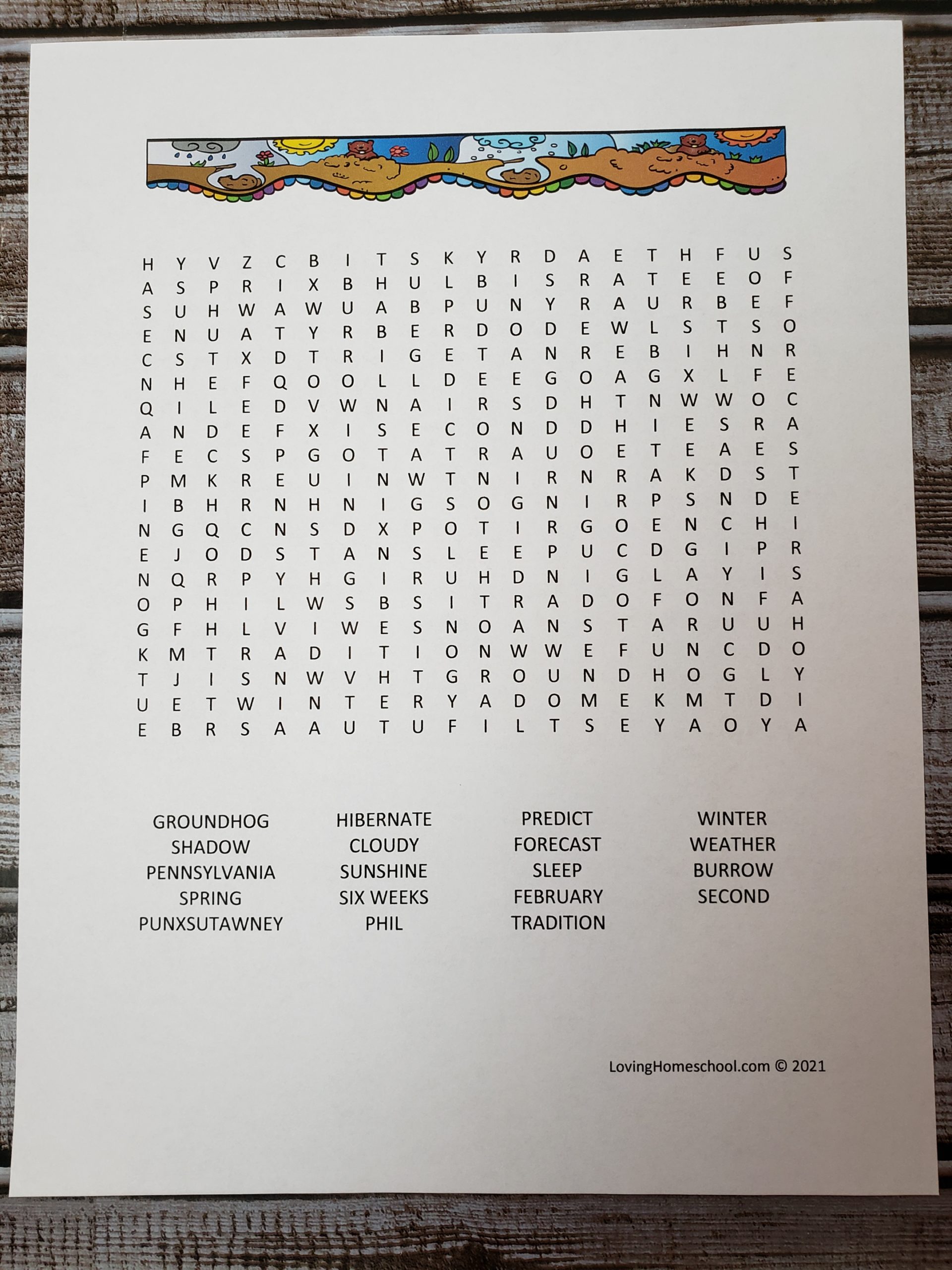 Groundhog Day Word Search - LovingHomeschool.com