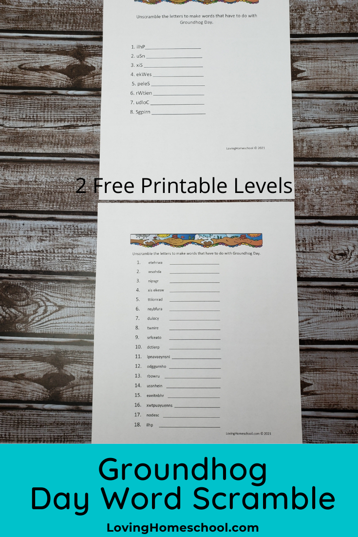 Groundhog Day Word Scramble - LovingHomeschool.com