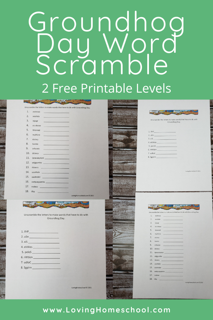 Groundhog Day Word Scramble - LovingHomeschool.com