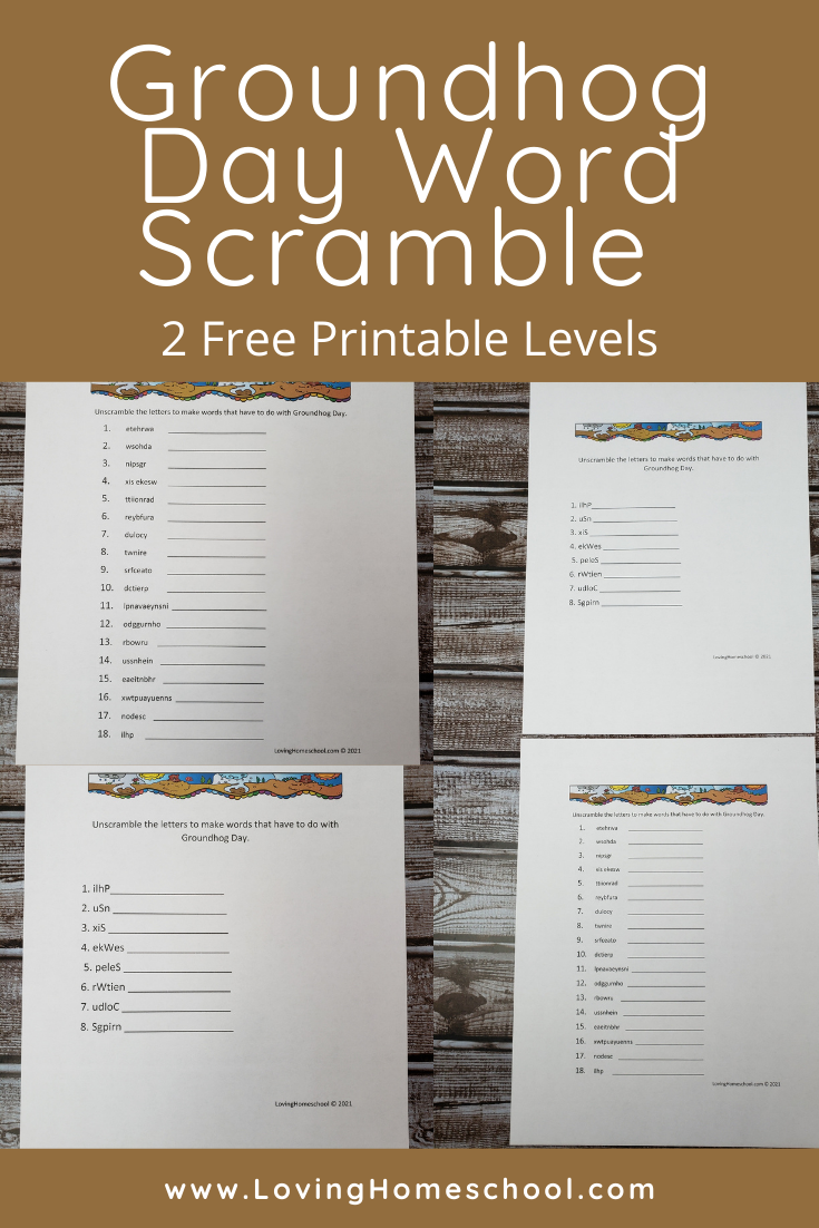 Groundhog Day Word Scramble - LovingHomeschool.com