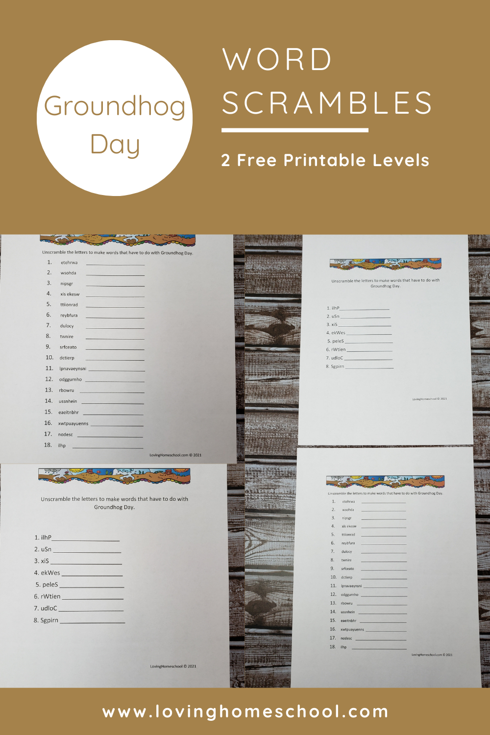 Groundhog Day Word Scramble - LovingHomeschool.com