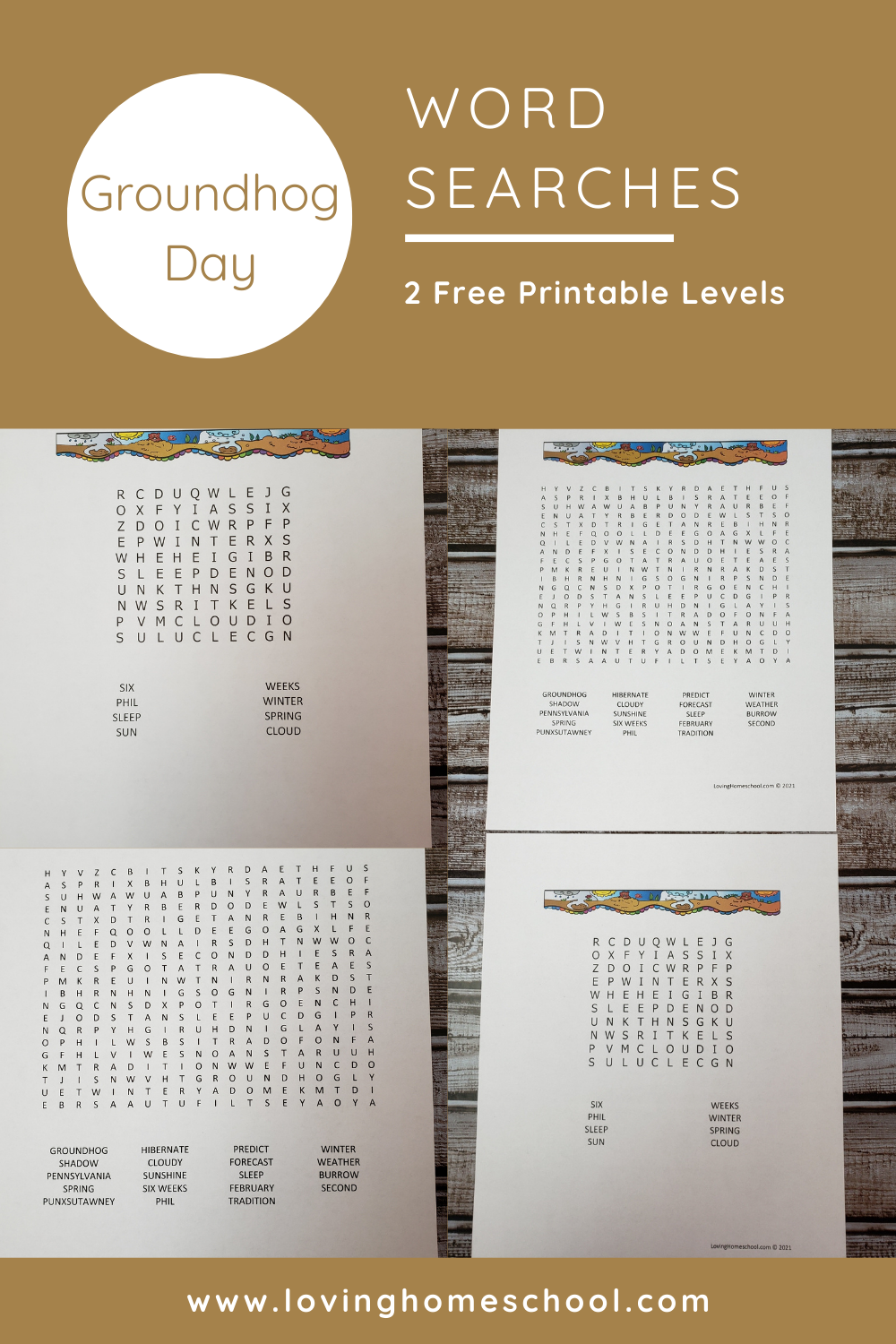 Groundhog Day Word Search - LovingHomeschool.com