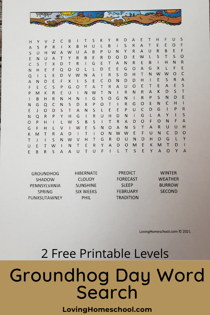 Groundhog Day Word Search - LovingHomeschool.com