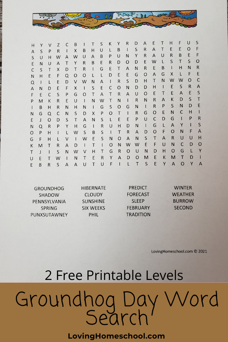 Groundhog Day Word Search - LovingHomeschool.com