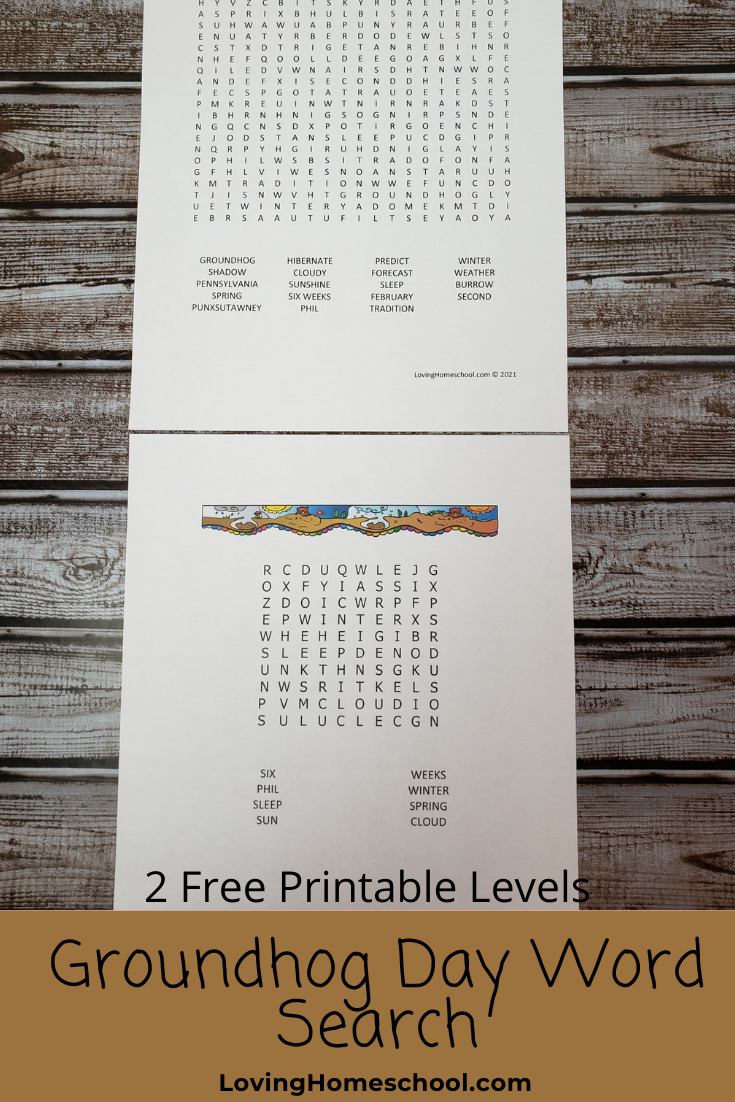 Groundhog Day Word Search - LovingHomeschool.com