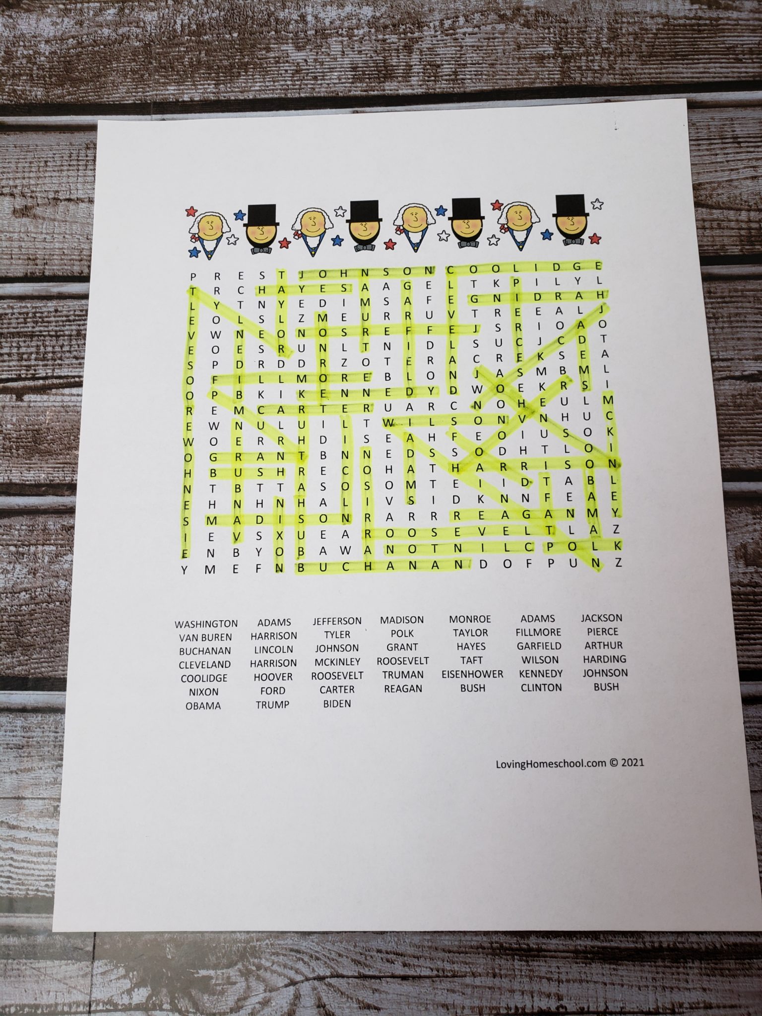 Presidents Day Word Search - LovingHomeschool.com