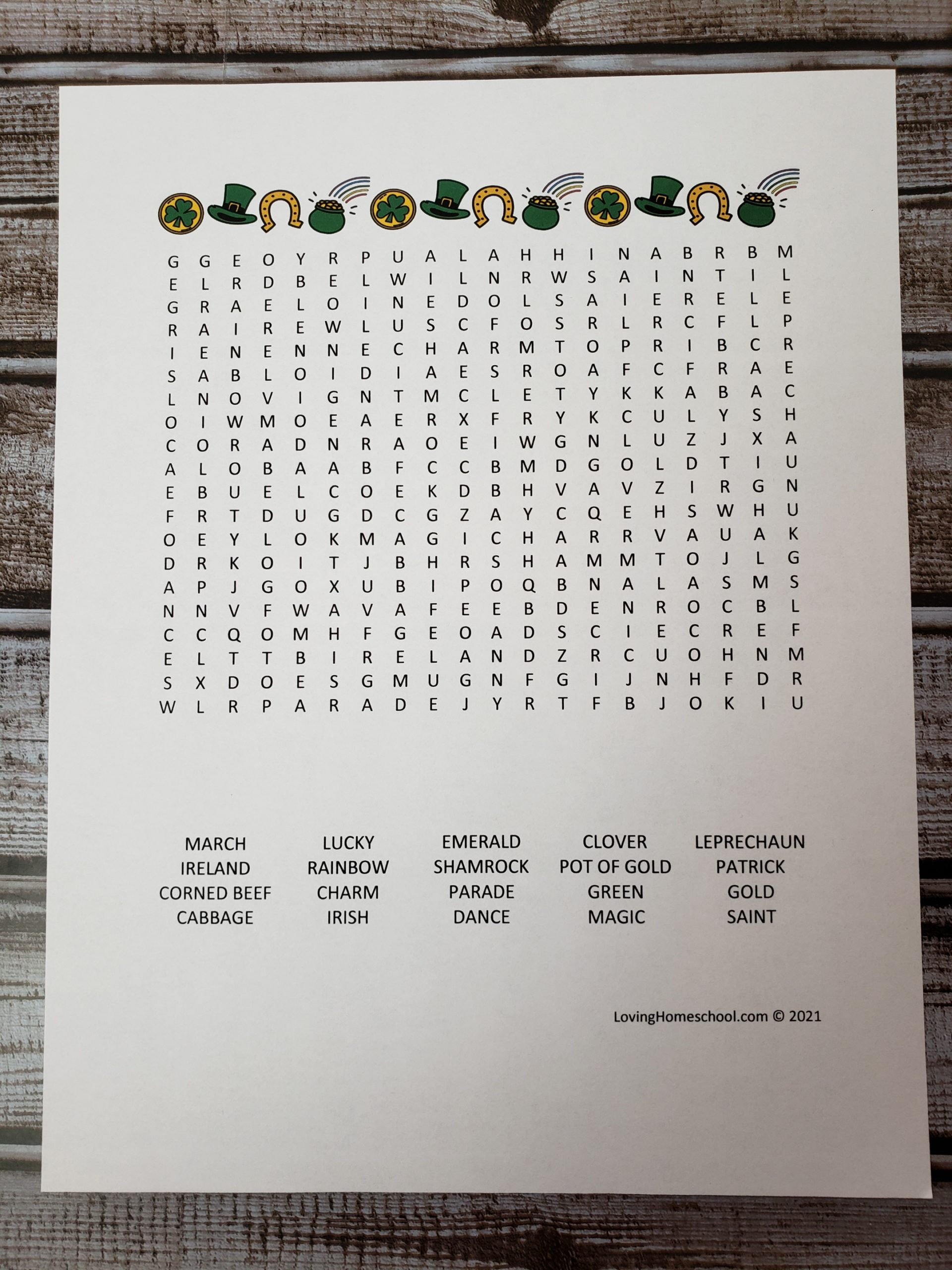 St. Patrick’s Day Word Search - LovingHomeschool.com