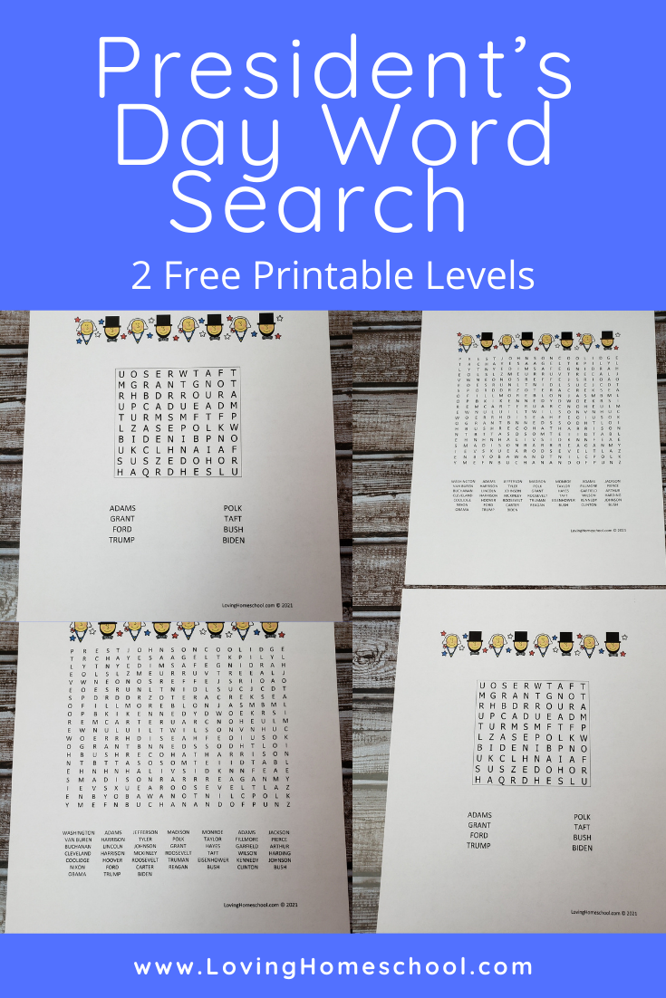 Presidents Day Word Search - LovingHomeschool.com