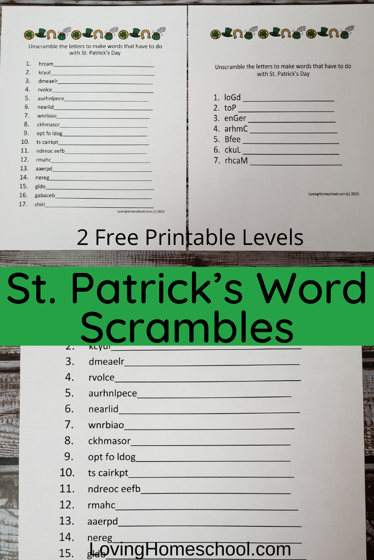 St. Patrick’s Day Word Scramble - LovingHomeschool.com