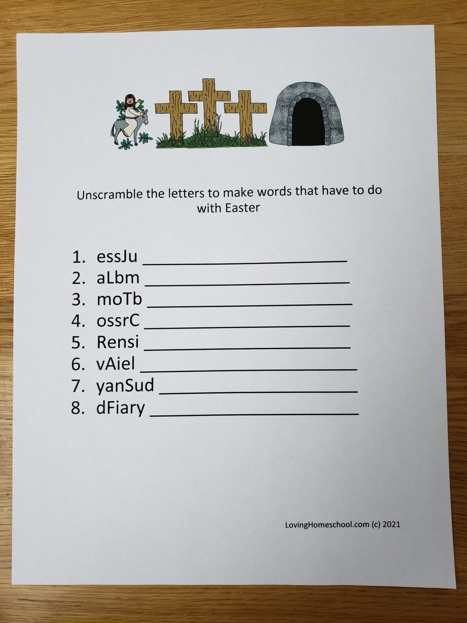 Christian Easter Word Scramble - LovingHomeschool.com