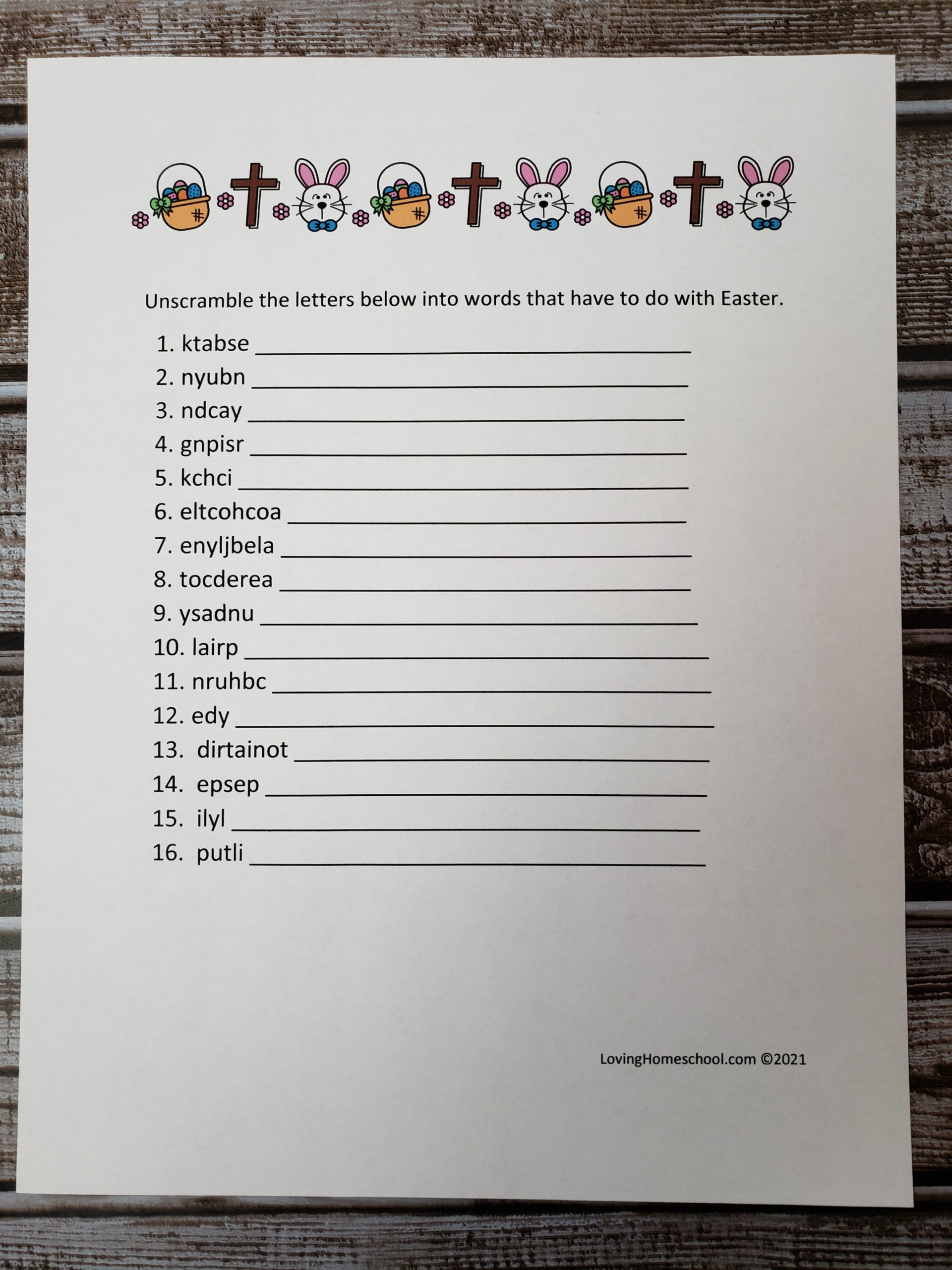 Easter Word Scramble - LovingHomeschool.com