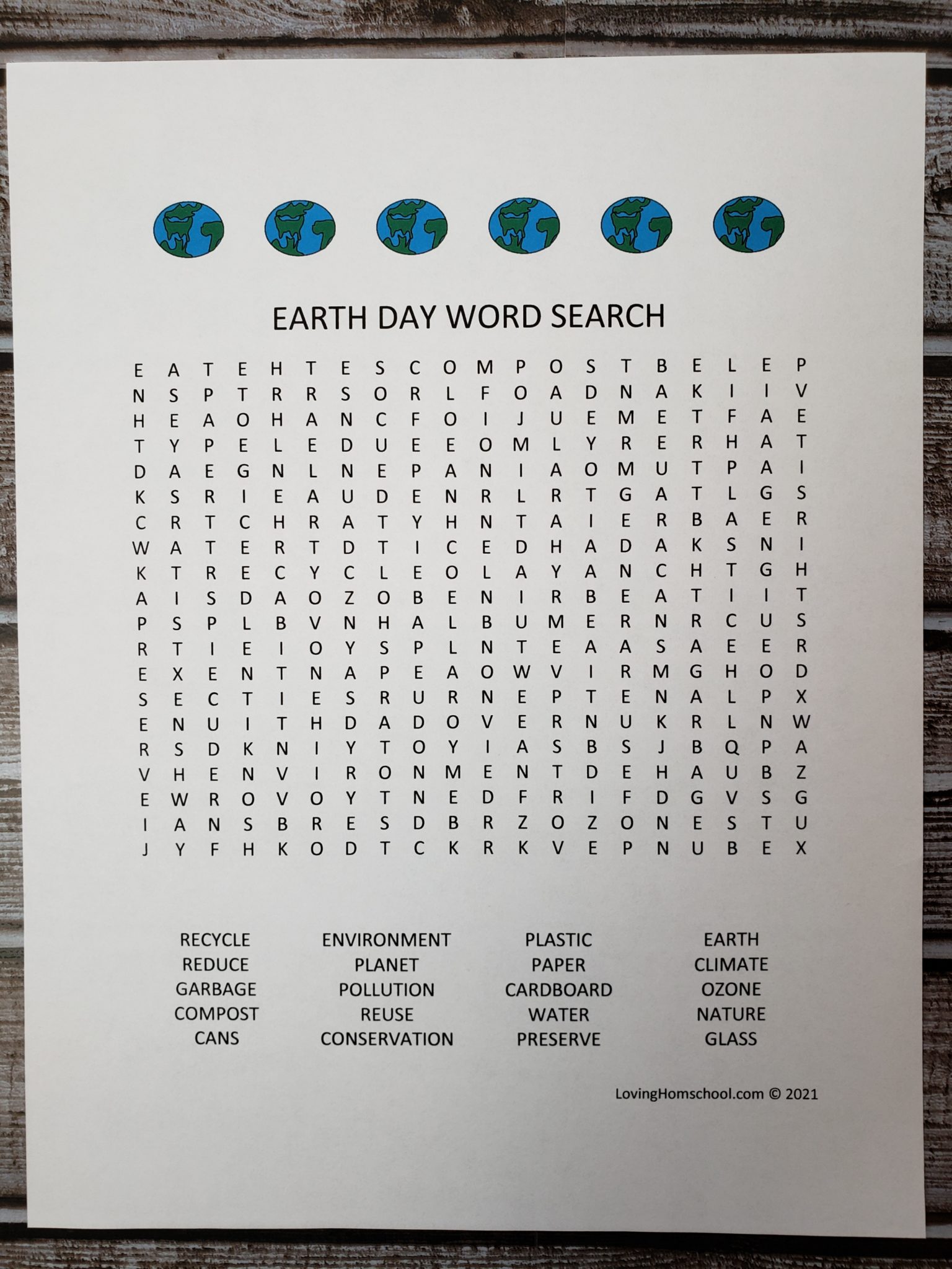 Earth Day Word Search - LovingHomeschool.com