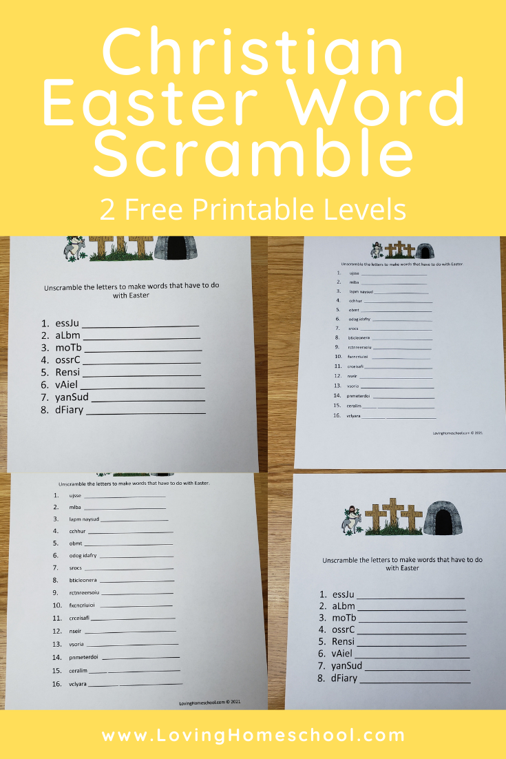 Christian Easter Word Scramble - LovingHomeschool.com