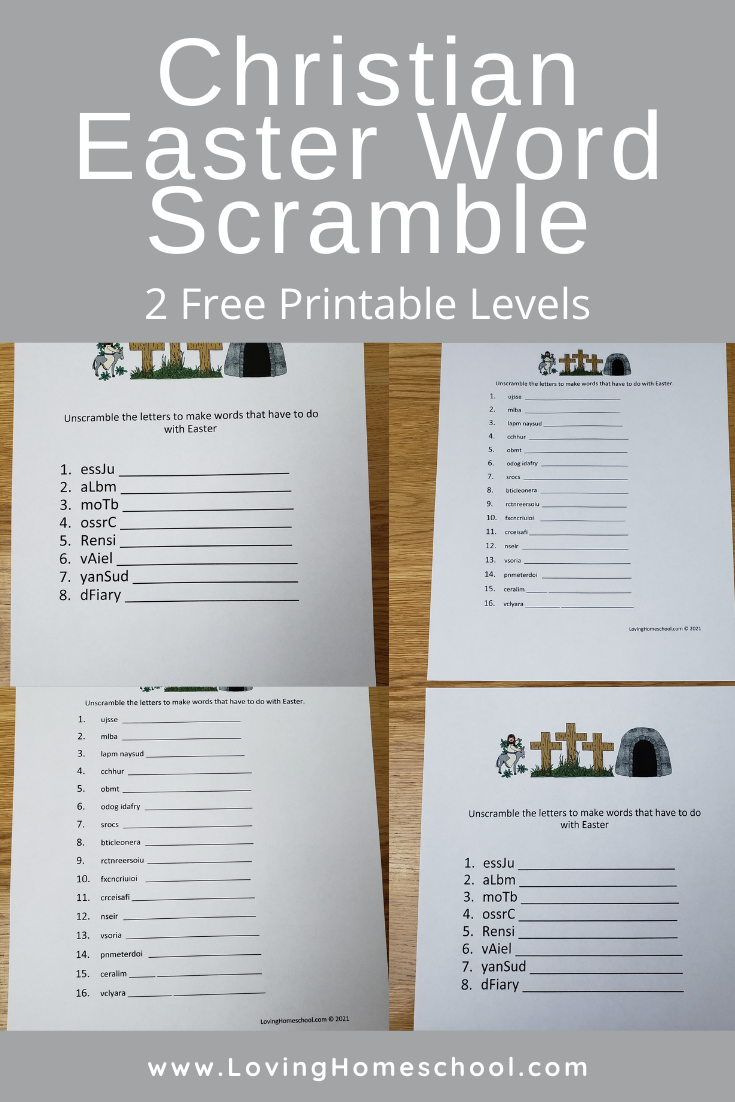 Christian Easter Word Scramble - LovingHomeschool.com