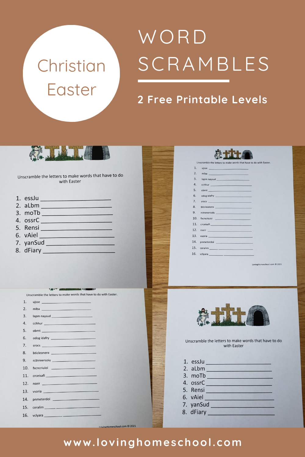 Christian Easter Word Scramble - LovingHomeschool.com