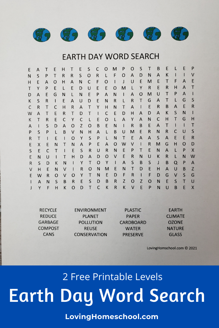 Earth Day Word Search - LovingHomeschool.com