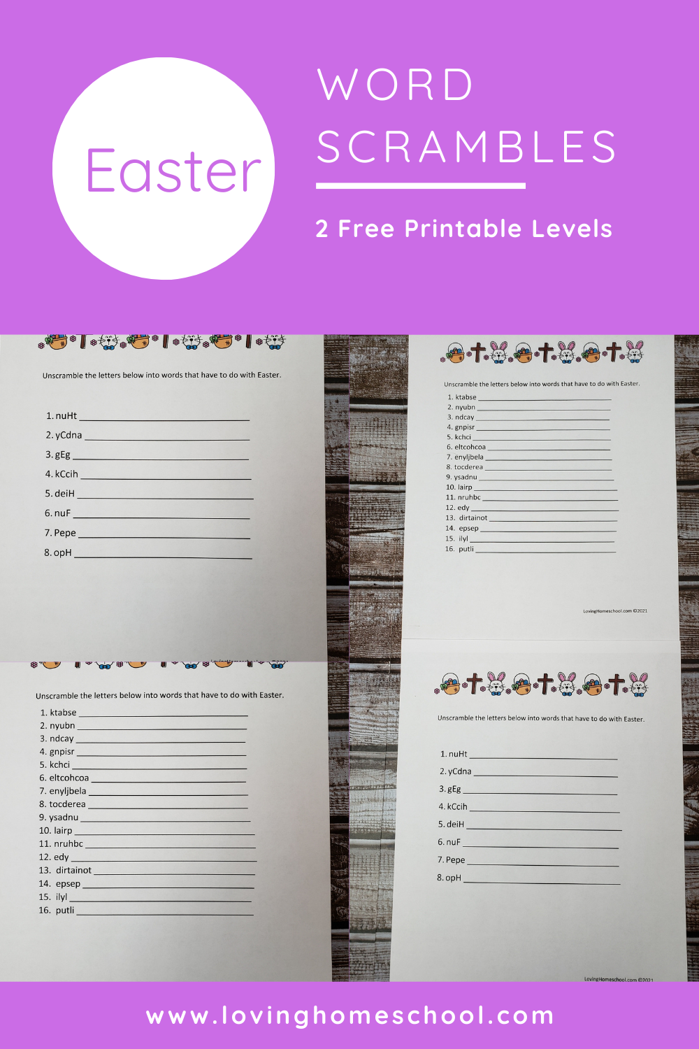Easter Word Scramble - LovingHomeschool.com
