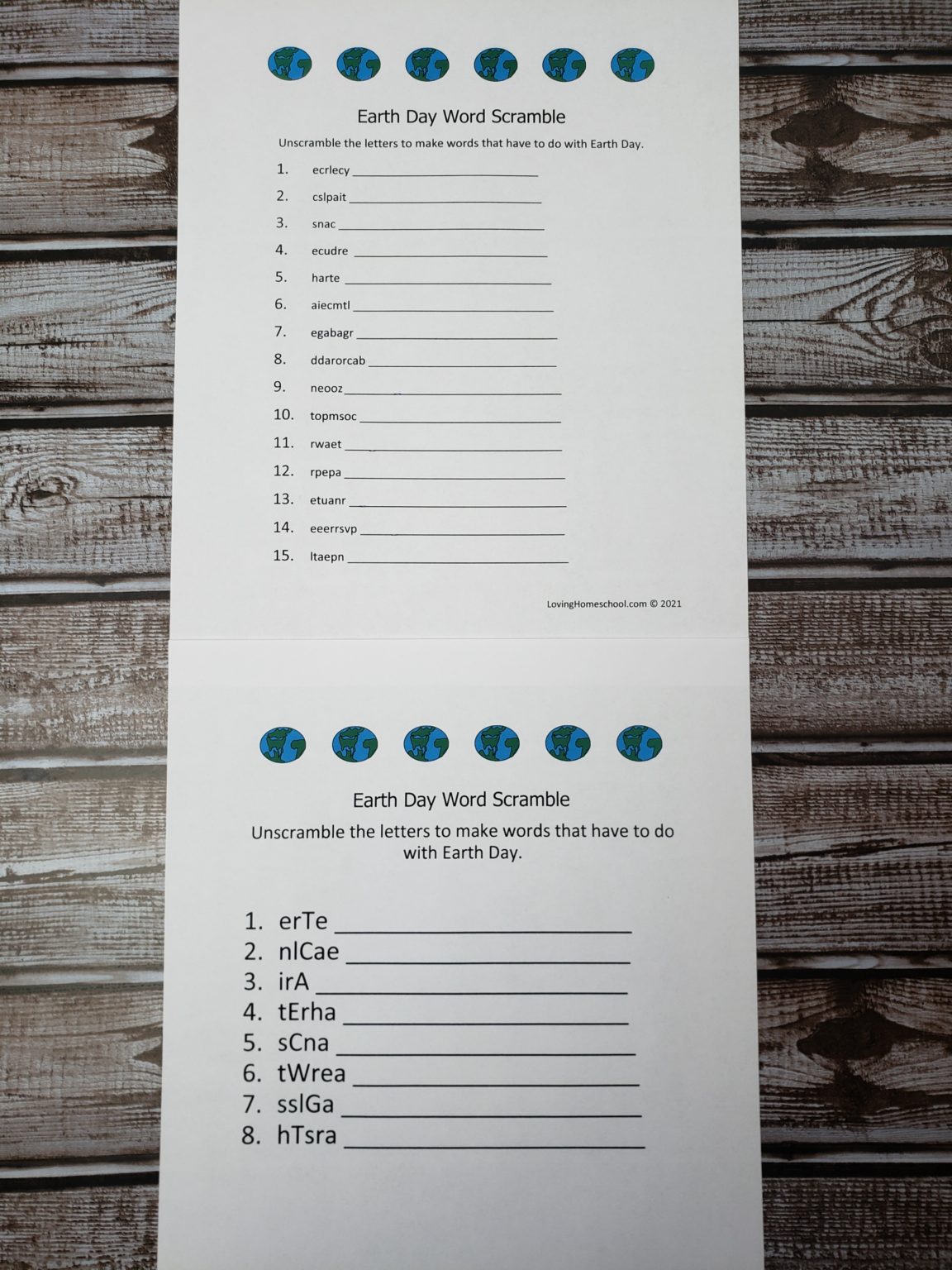 Earth Day Word Scramble - LovingHomeschool.com