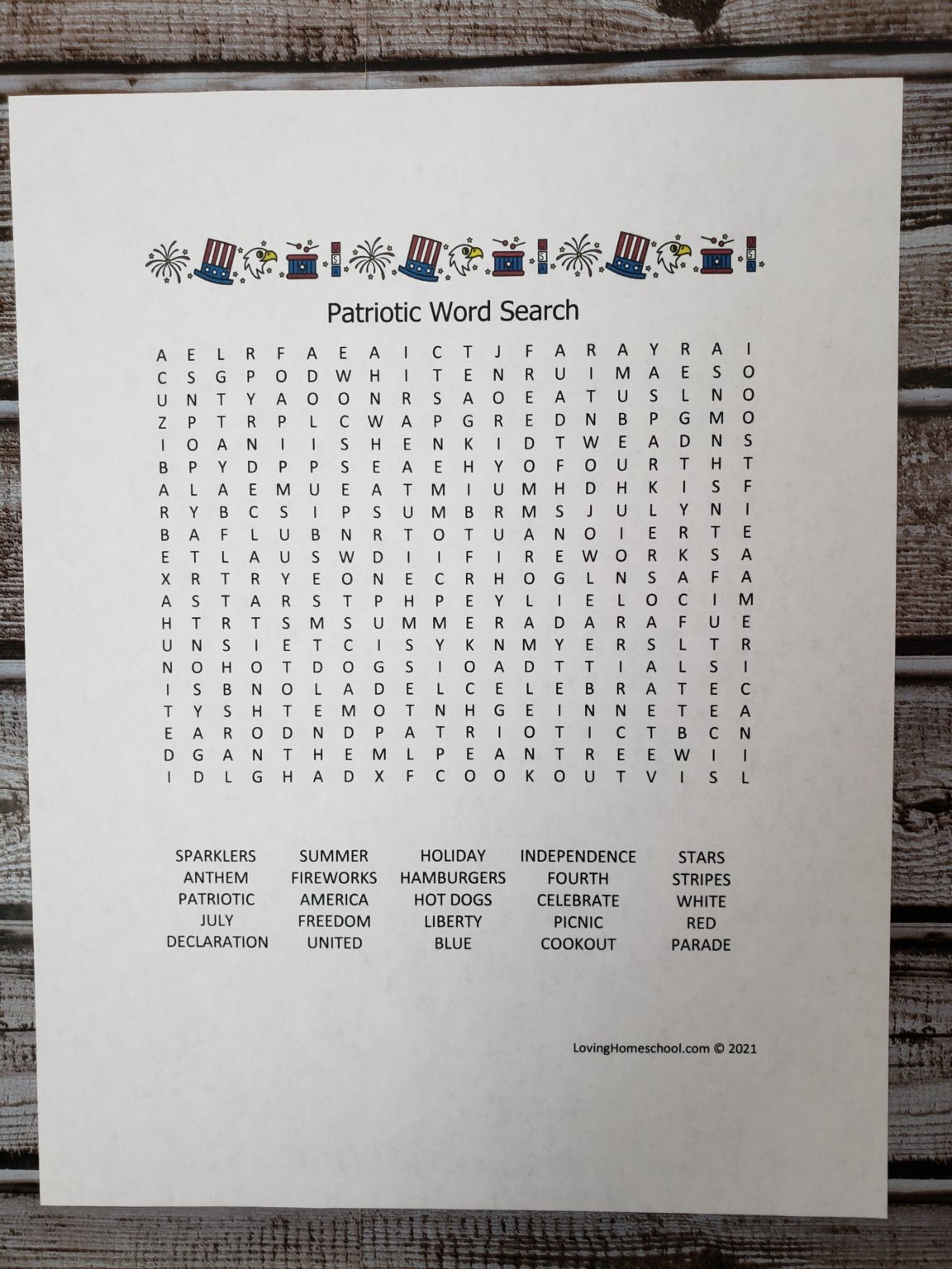 Patriotic Word Search - LovingHomeschool.com