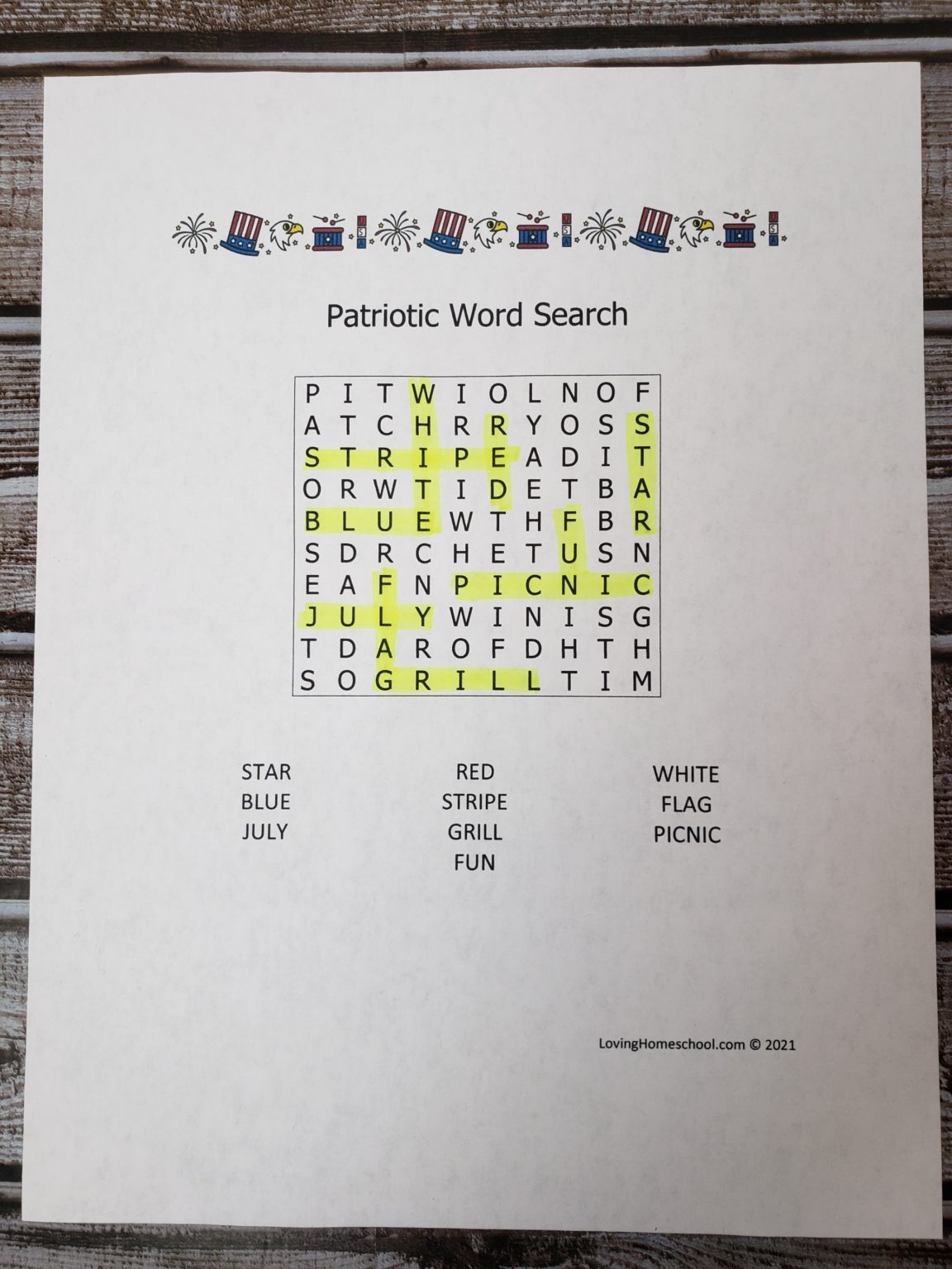Patriotic Word Search - LovingHomeschool.com
