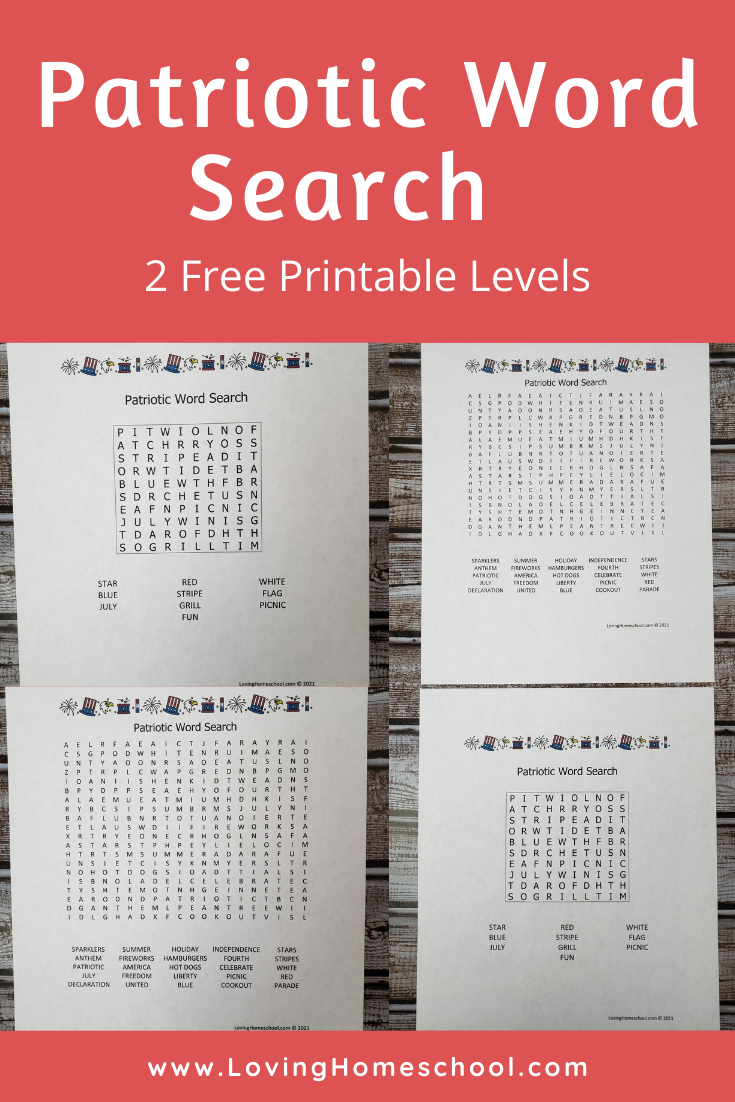 Patriotic Word Search - LovingHomeschool.com