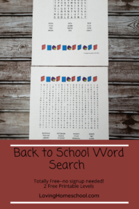 Back to School Word Search - LovingHomeschool.com