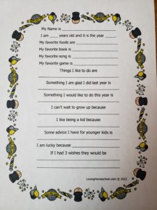 New Year About Me Printable - LovingHomeschool.com