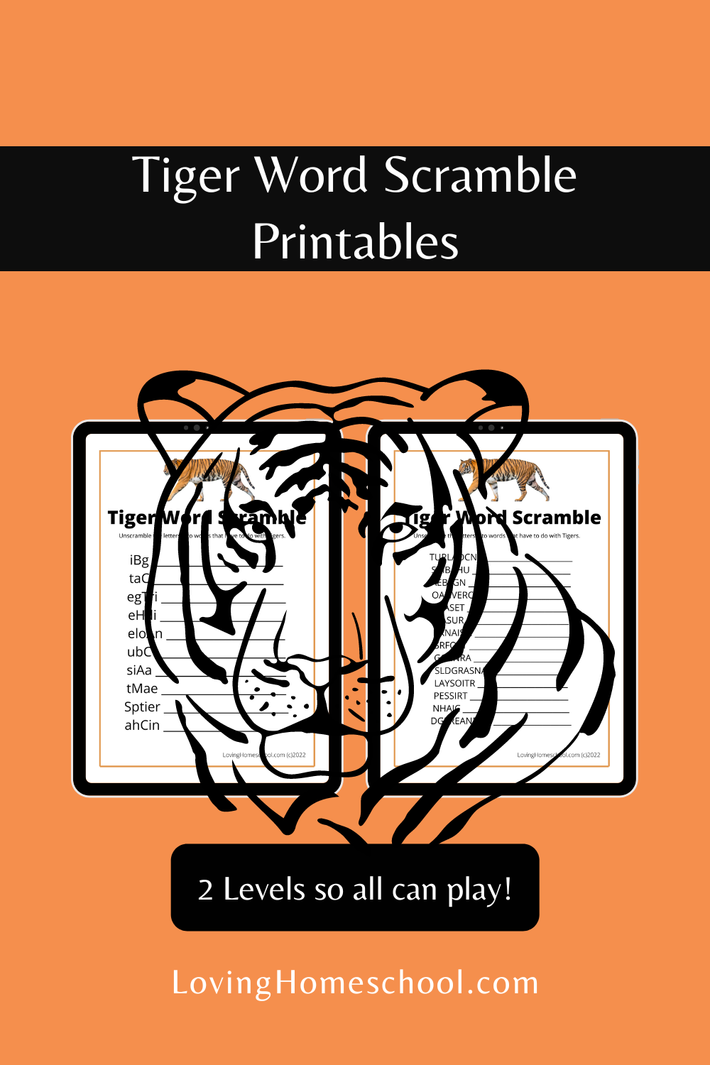Tiger Word Scramble Printables - LovingHomeschool.com