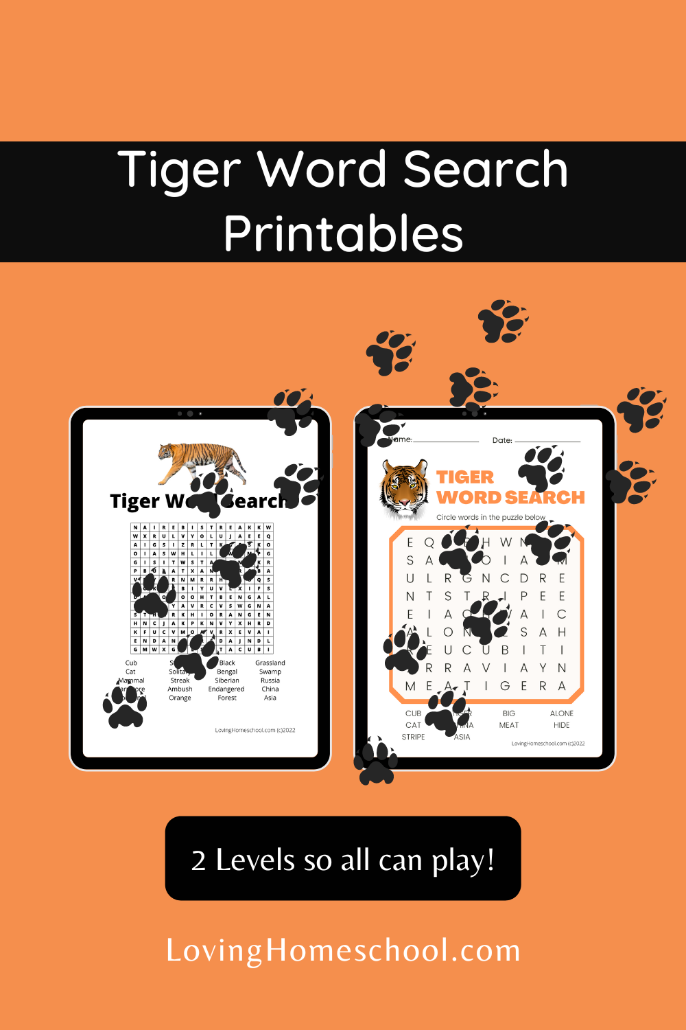 Tiger Word Search Printables - LovingHomeschool.com