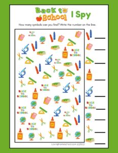 Back to School I Spy Printables - LovingHomeschool.com