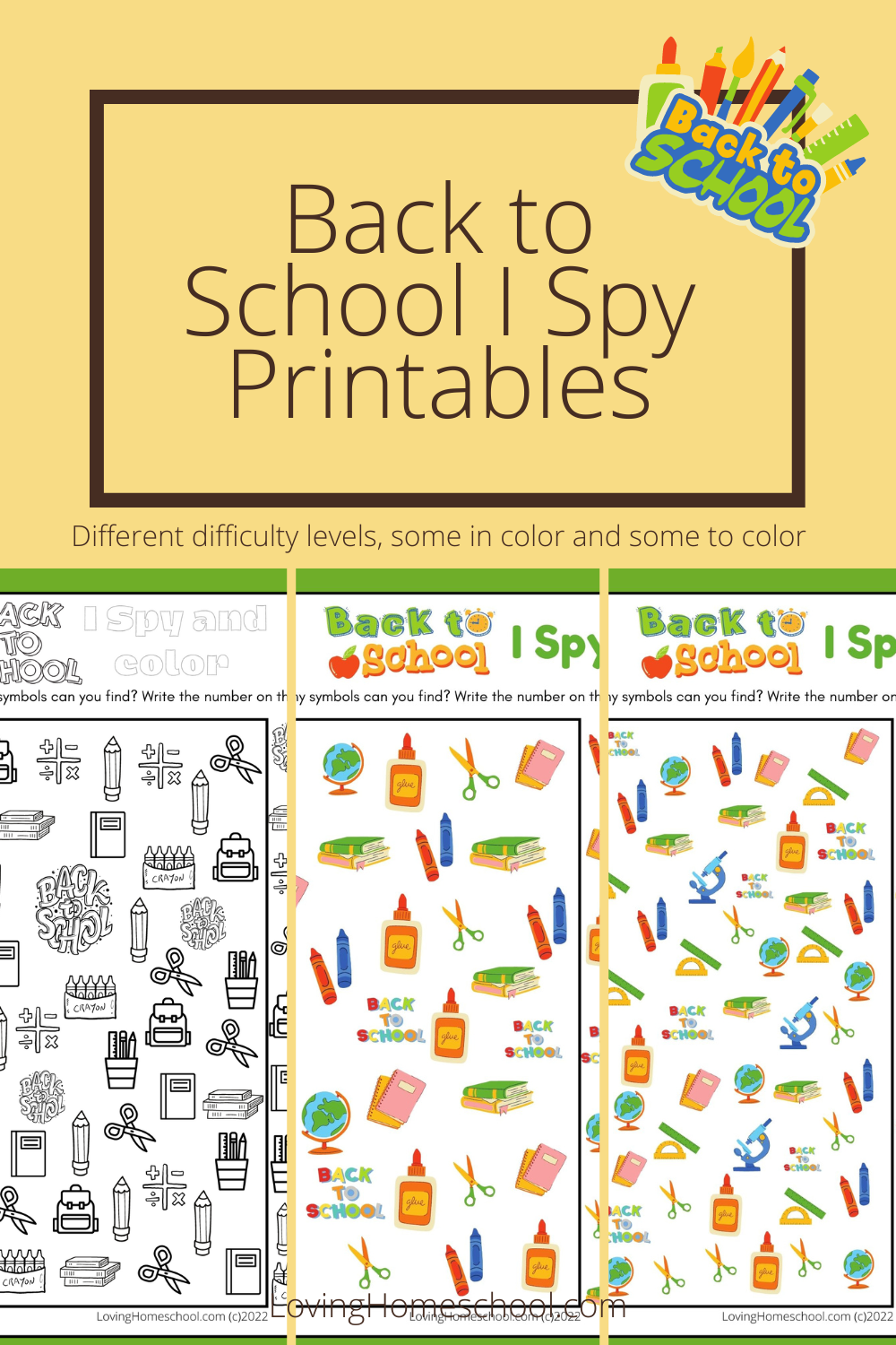 Back to School I Spy Printables - LovingHomeschool.com