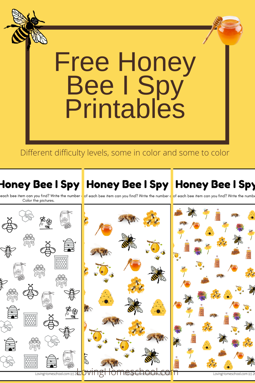 Honey Bee I Spy Printables - LovingHomeschool.com