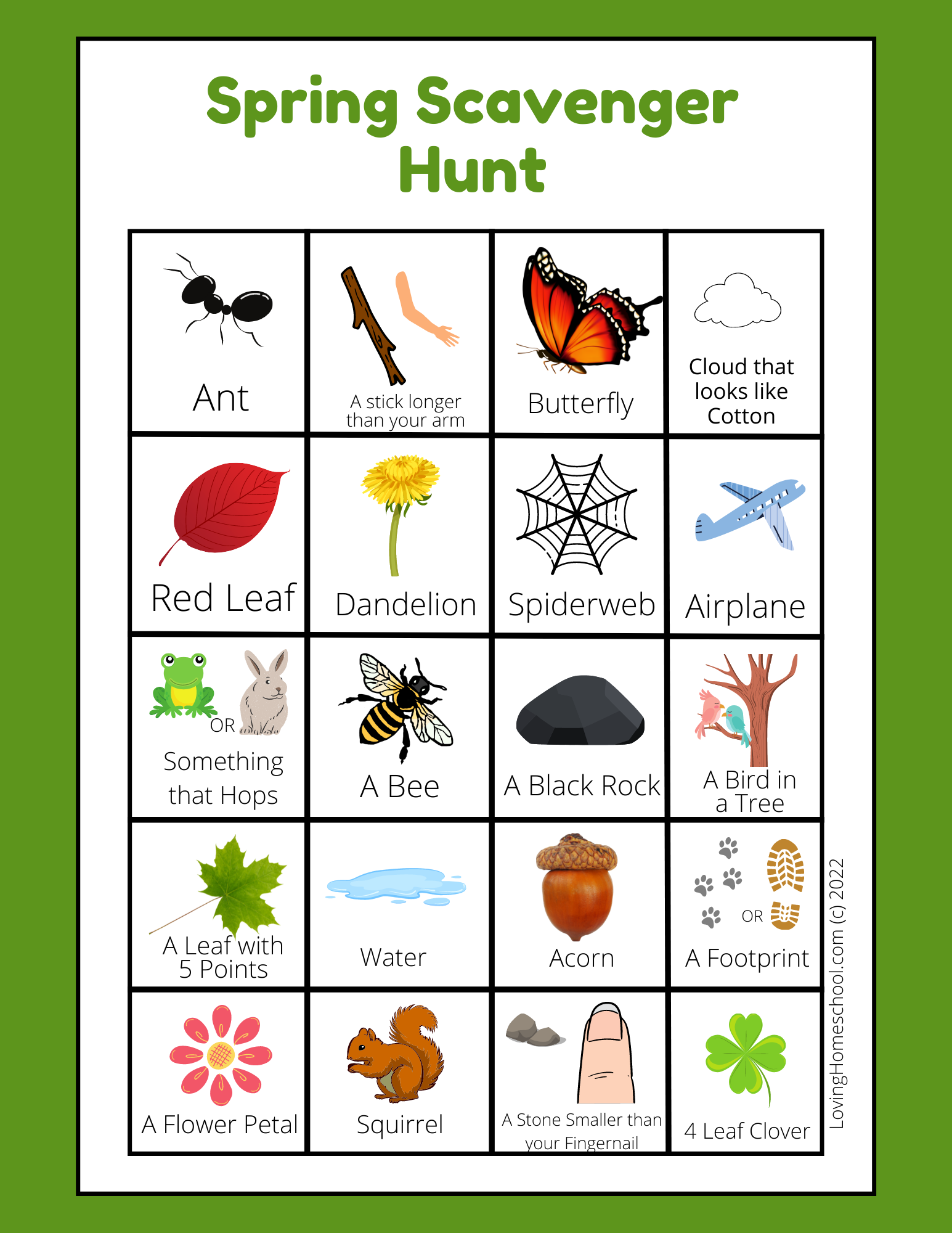 Spring Nature Scavenger Hunt - LovingHomeschool.com