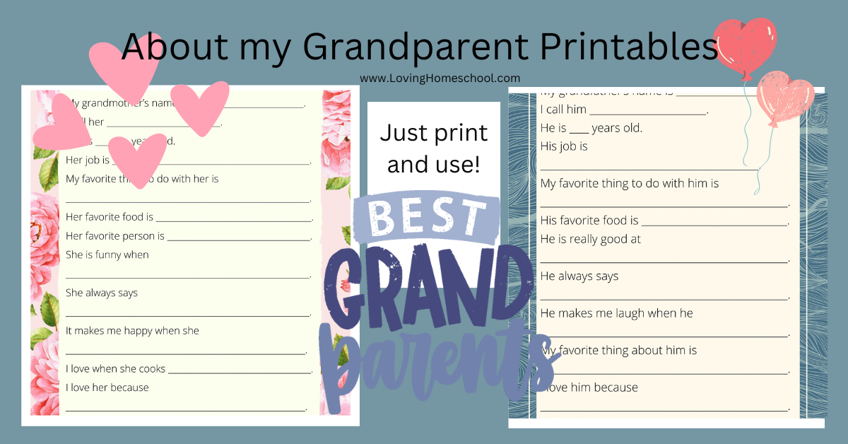 About my Grandparent Printables - LovingHomeschool.com