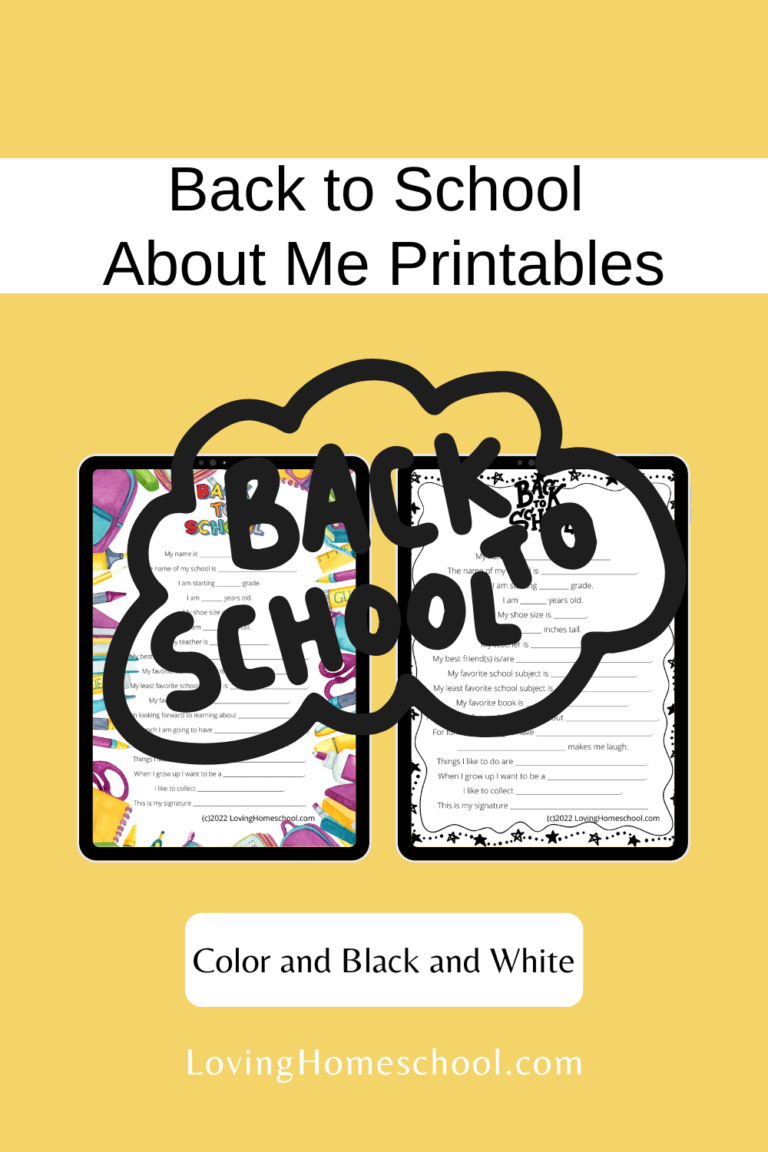 Back to School About Me Printable - LovingHomeschool.com