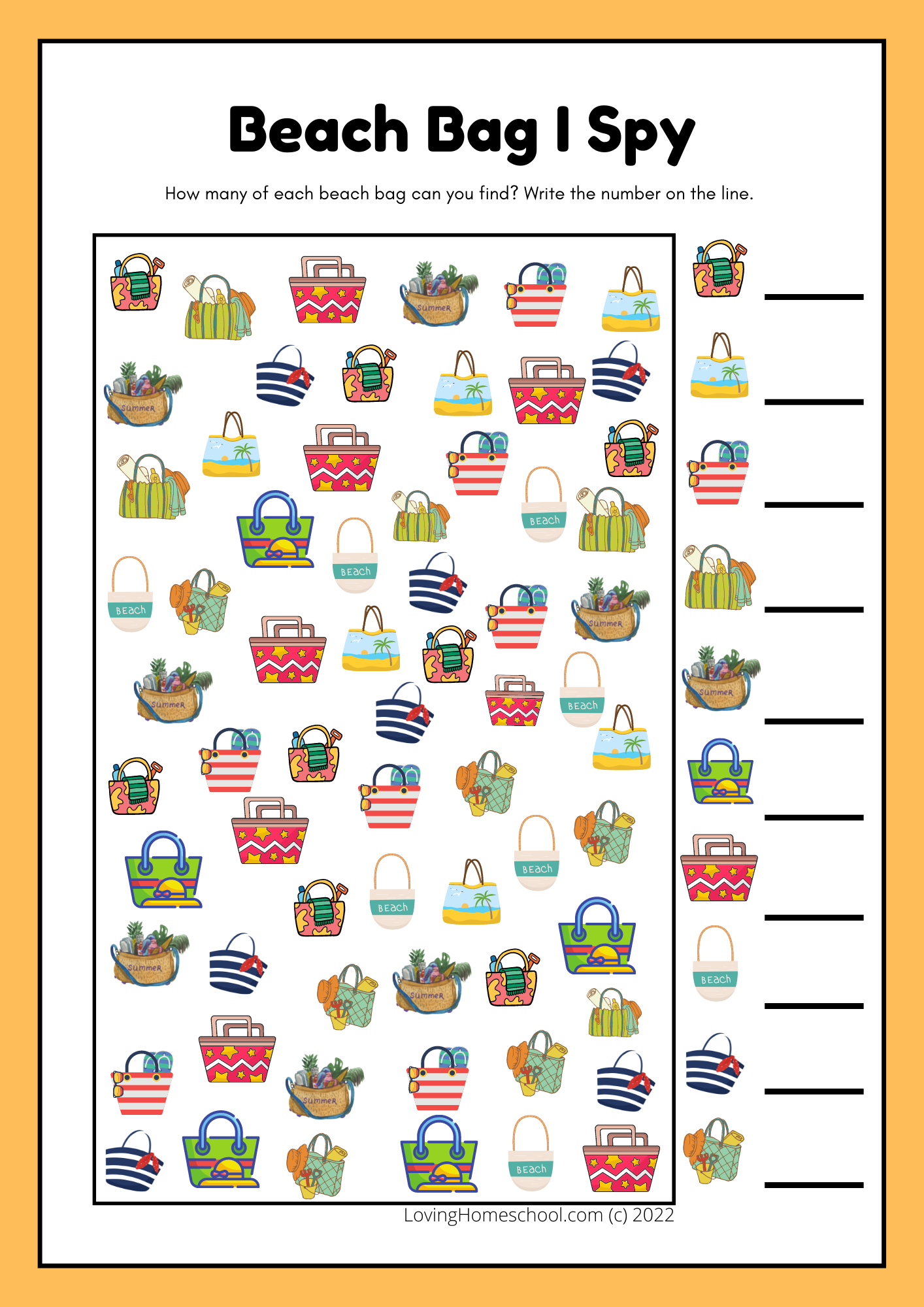 Beach I Spy Printables - LovingHomeschool.com