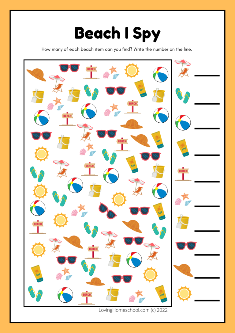 Beach I Spy Printables - LovingHomeschool.com