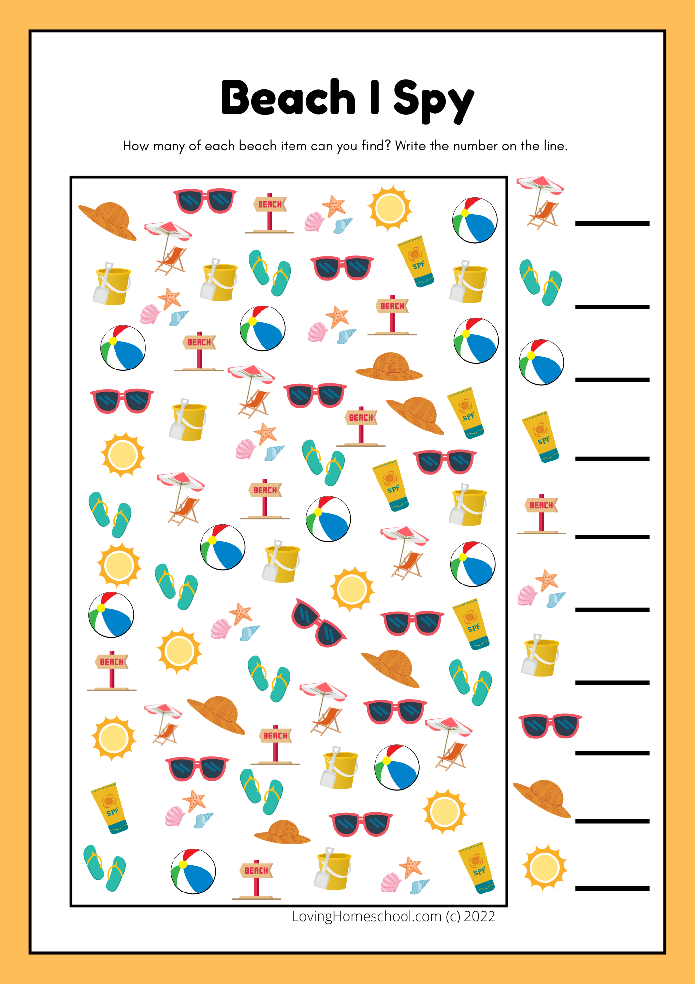 Beach I Spy Printables - LovingHomeschool.com