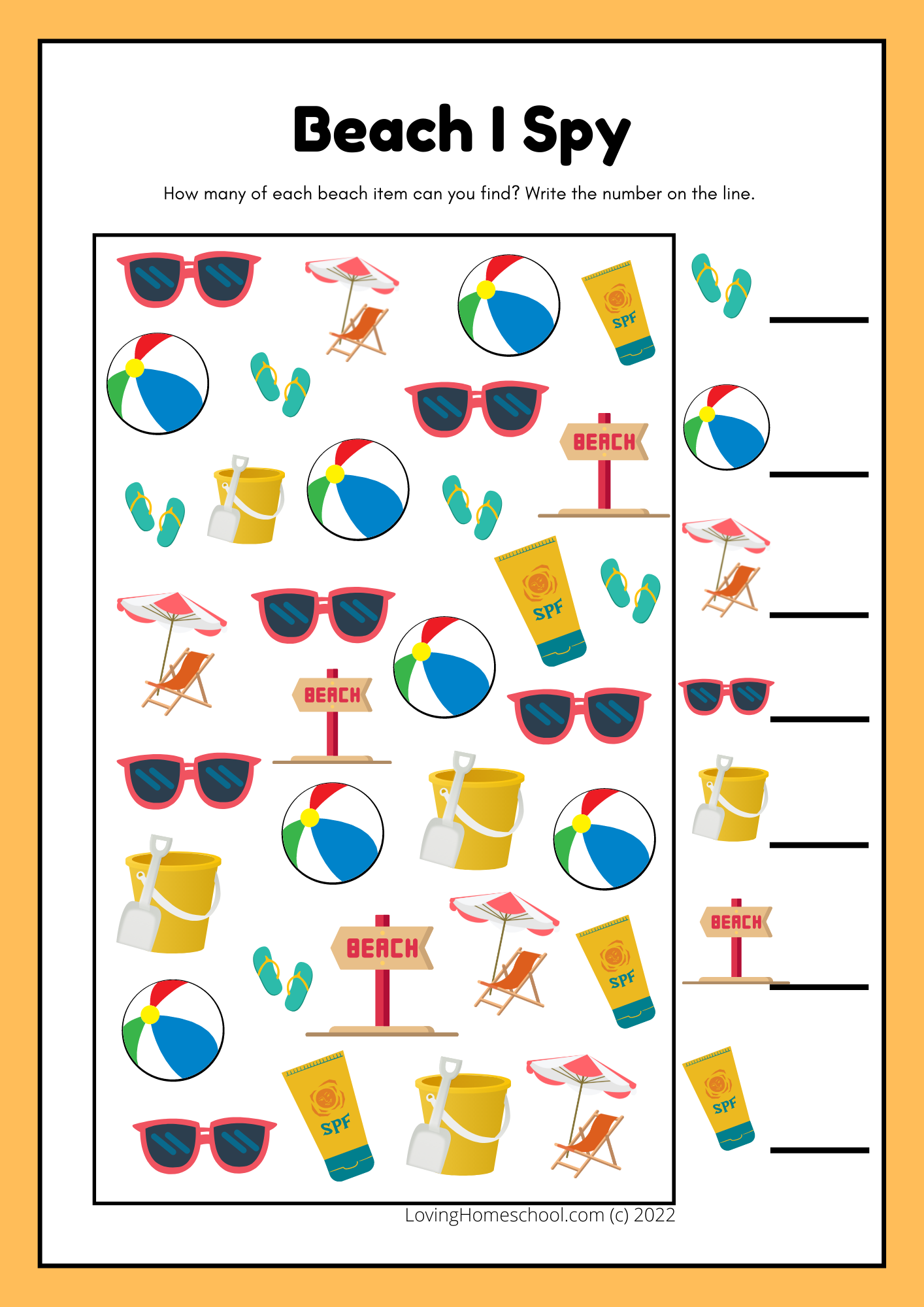 Beach I Spy Printables - LovingHomeschool.com