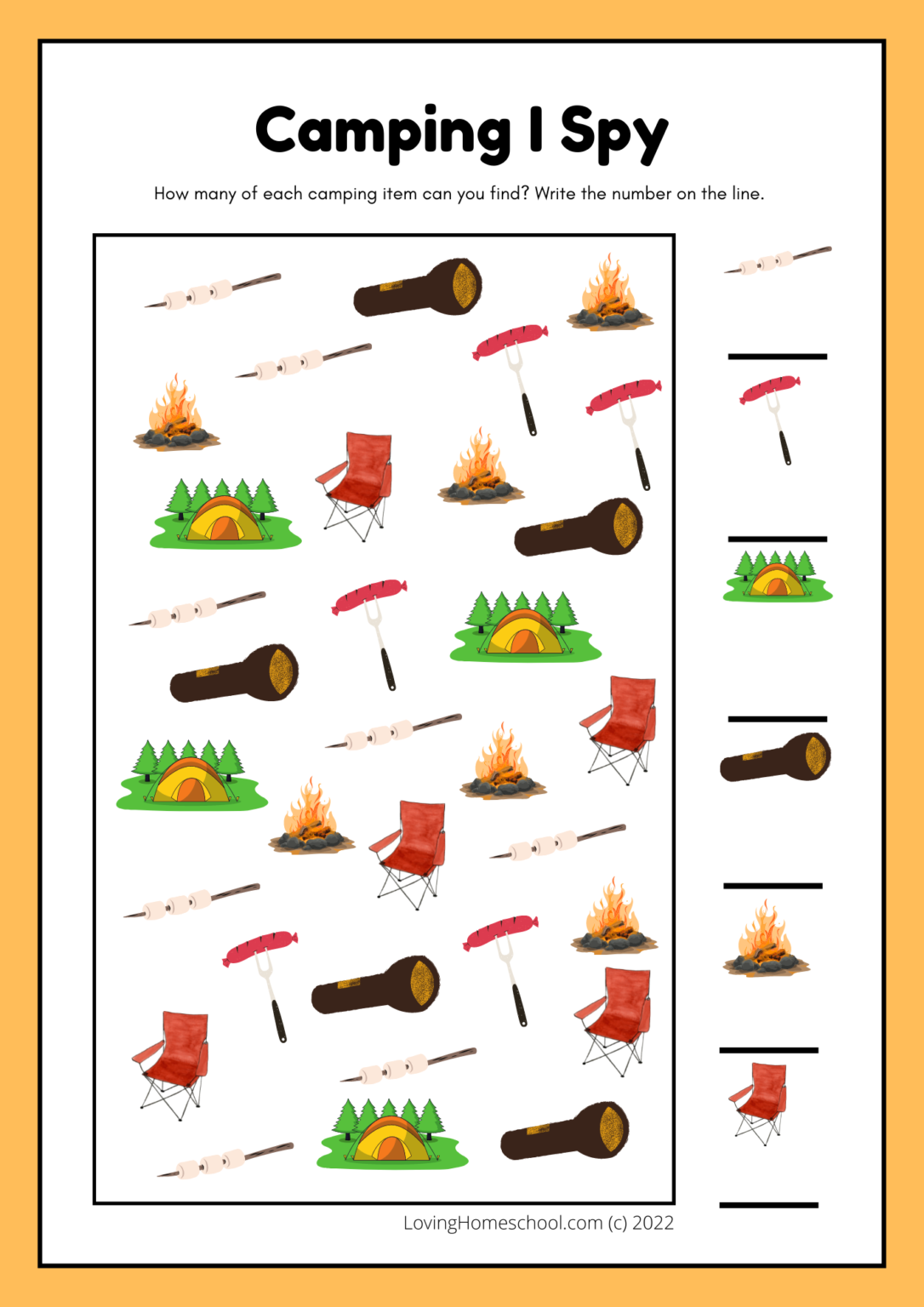 Camping I Spy Printables - LovingHomeschool.com